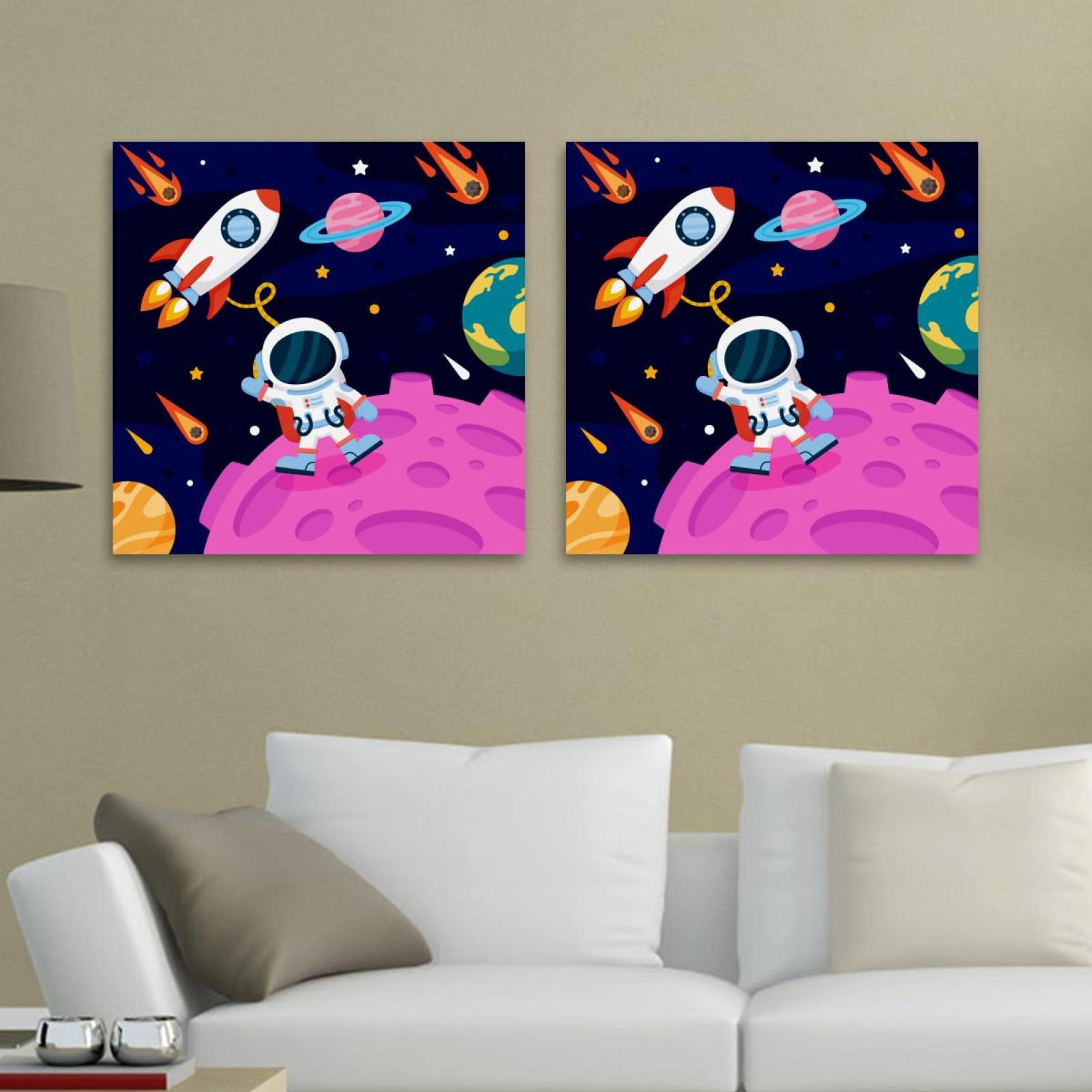 OWNSERIES Space Planet Pattern 2PC Canvas Wall Art Paintings for Living ...