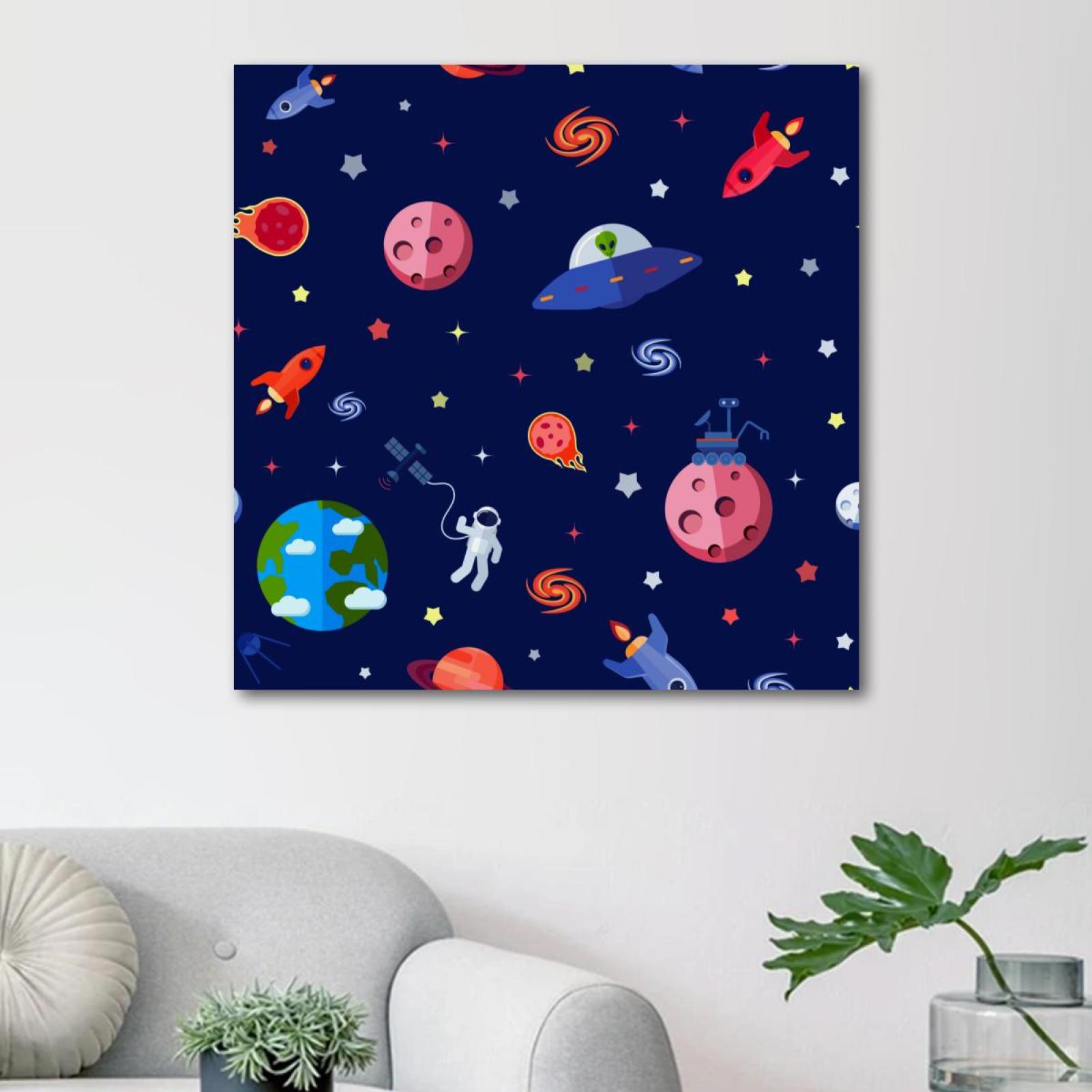 OWNSERIES Space Planet Pattern Canvas Wall Art Paintings for Living ...