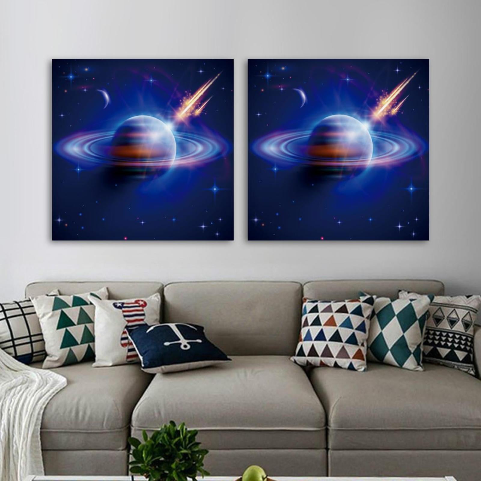OWNSERIES Space Starry Sky Galaxy Planet Pattern 2PC Canvas Wall Art ...