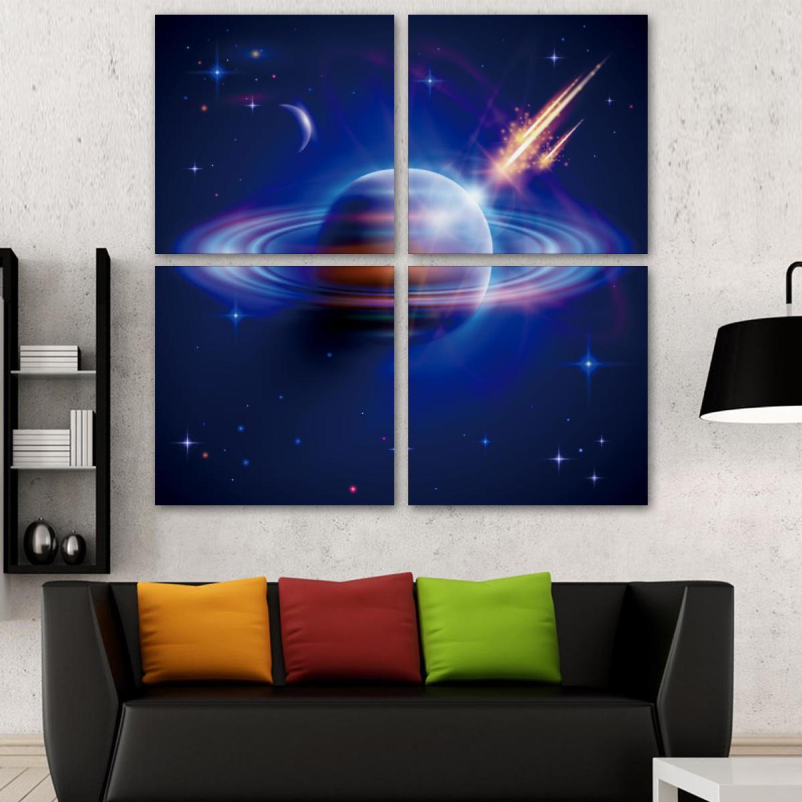 OWNSERIES Space Starry Sky Galaxy Planet Pattern 4PC Frameless Canvas ...