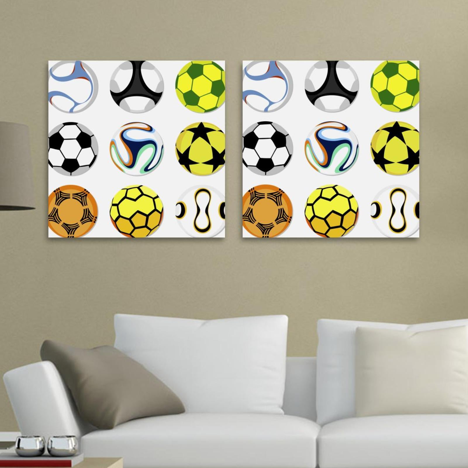OWNSERIES Sport Balls Pattern 2PC Canvas Wall Art Paintings for Living ...