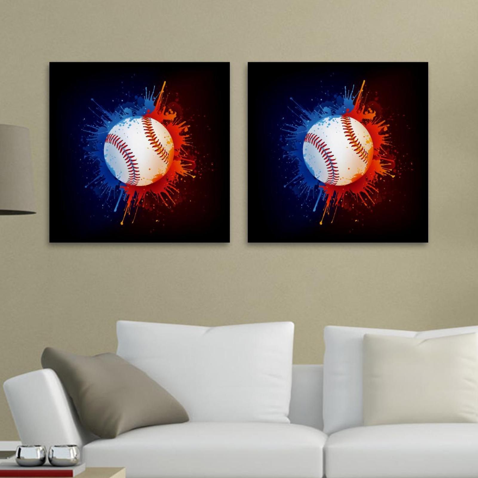 OWNSERIES Sport Baseball Art Pattern 2PC Canvas Wall Art Paintings for ...