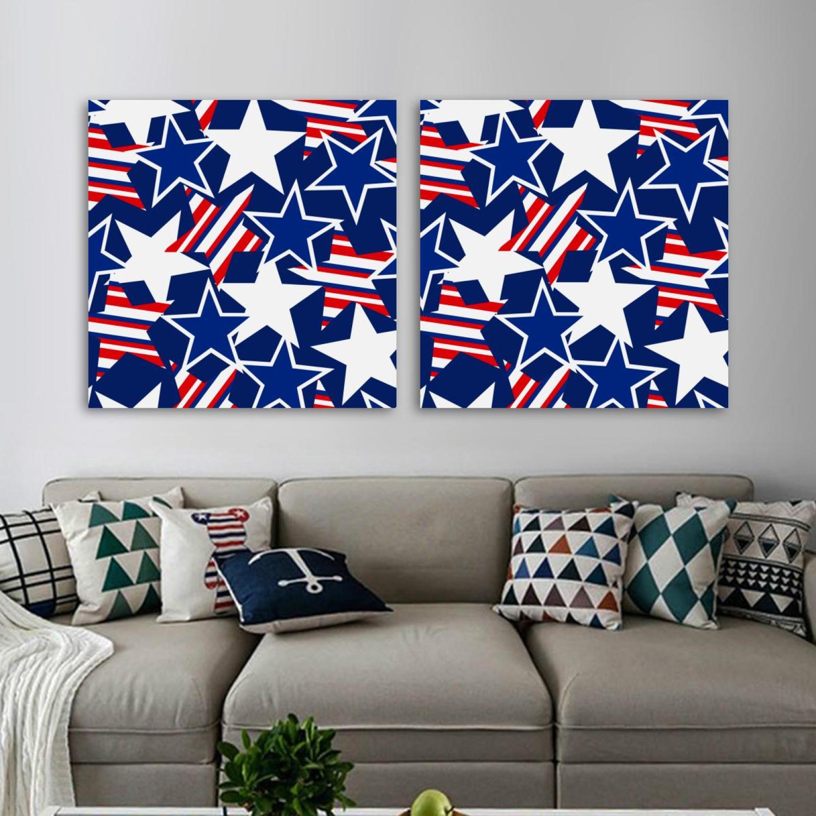 OWNSERIES Star Blue Pattern 2PC Canvas Wall Art Paintings for Living ...