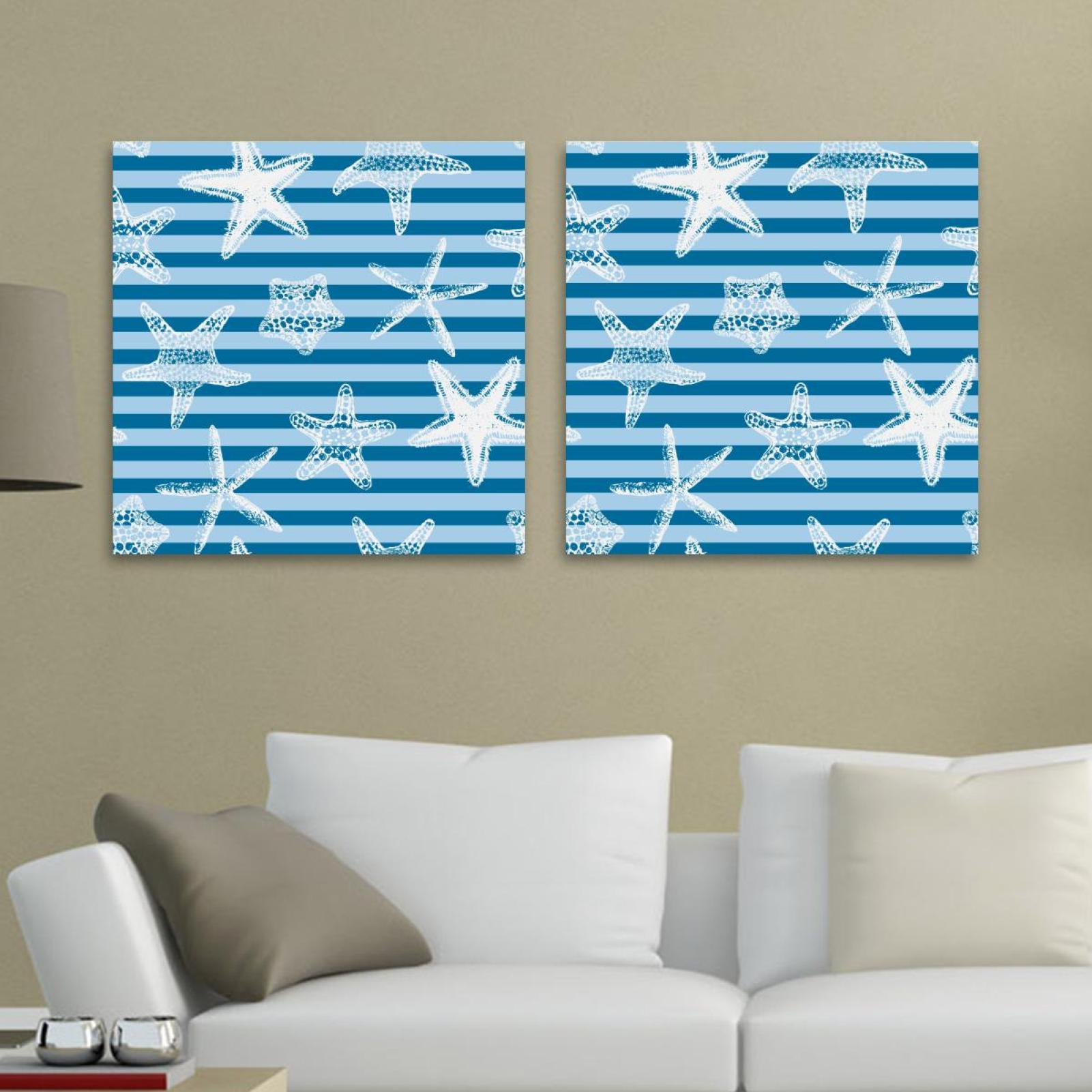 OWNSERIES Star Blue Pattern 2PC Canvas Wall Art Paintings for Living ...
