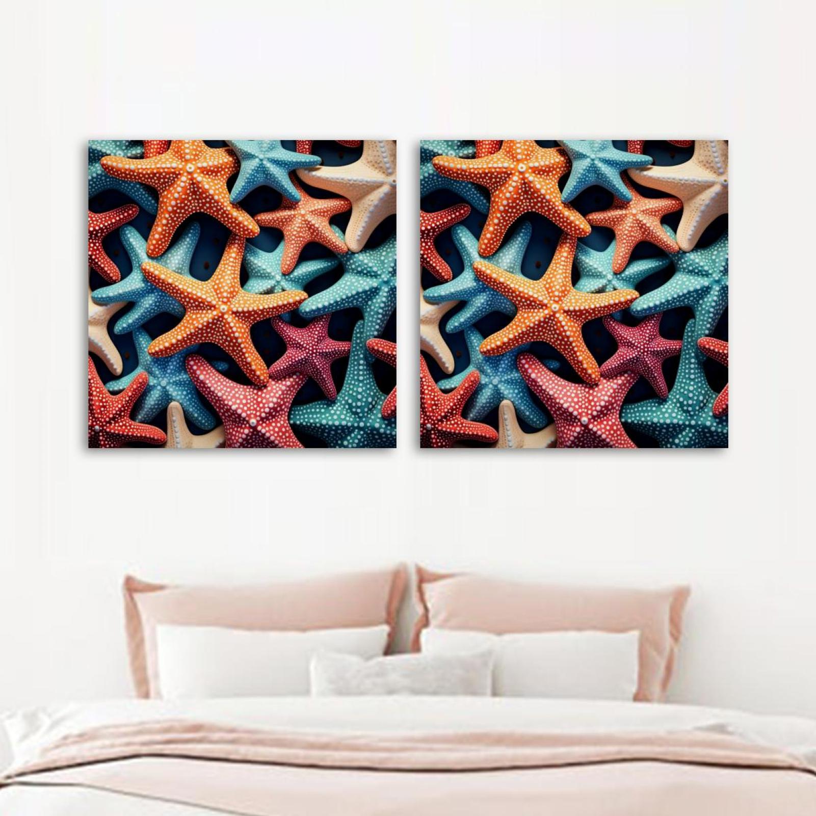 OWNSERIES Starfish Pattern Pattern 2PC Canvas Wall Art Paintings for ...