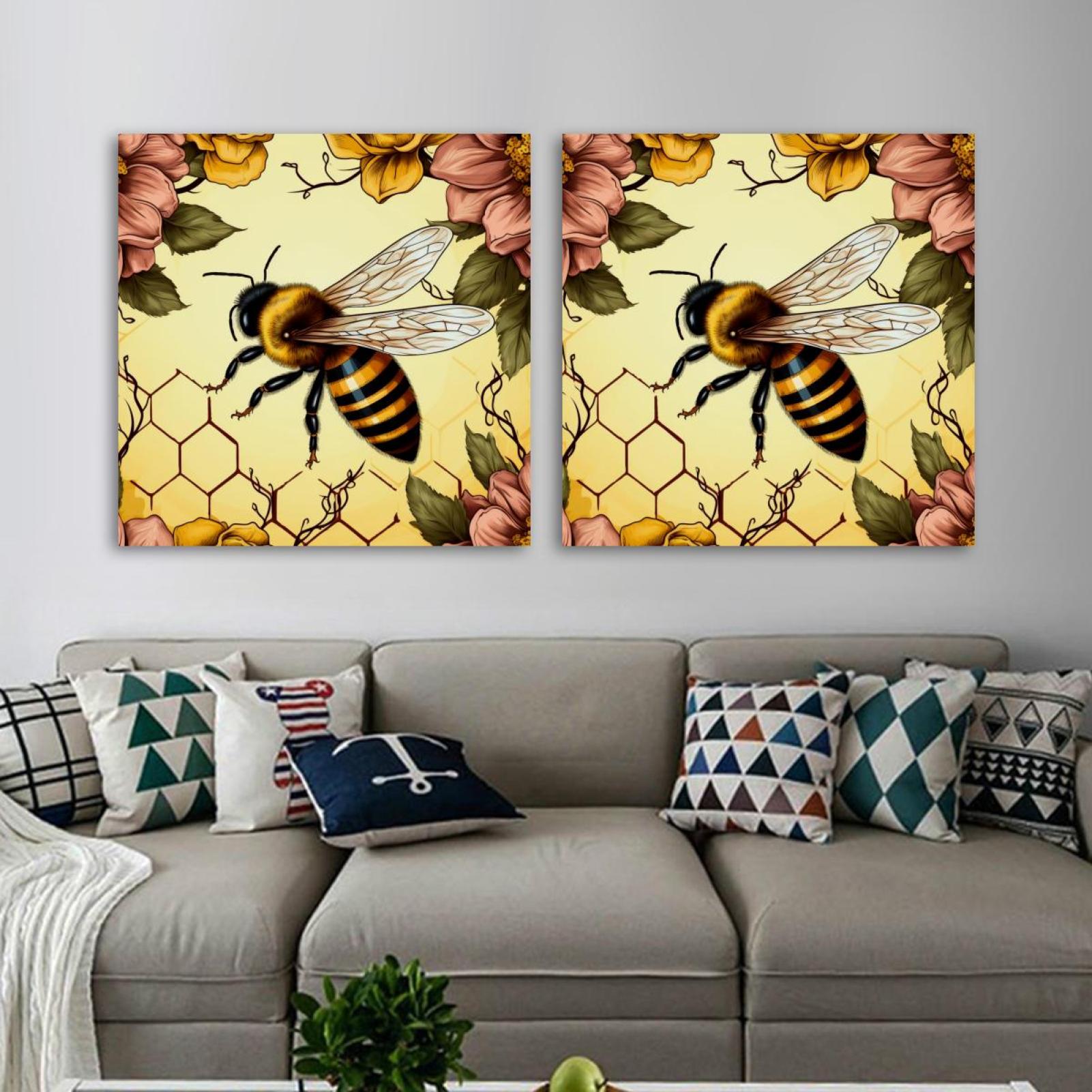 OWNSERIES Starry Sky Bee Pattern 2PC Canvas Wall Art Paintings for ...