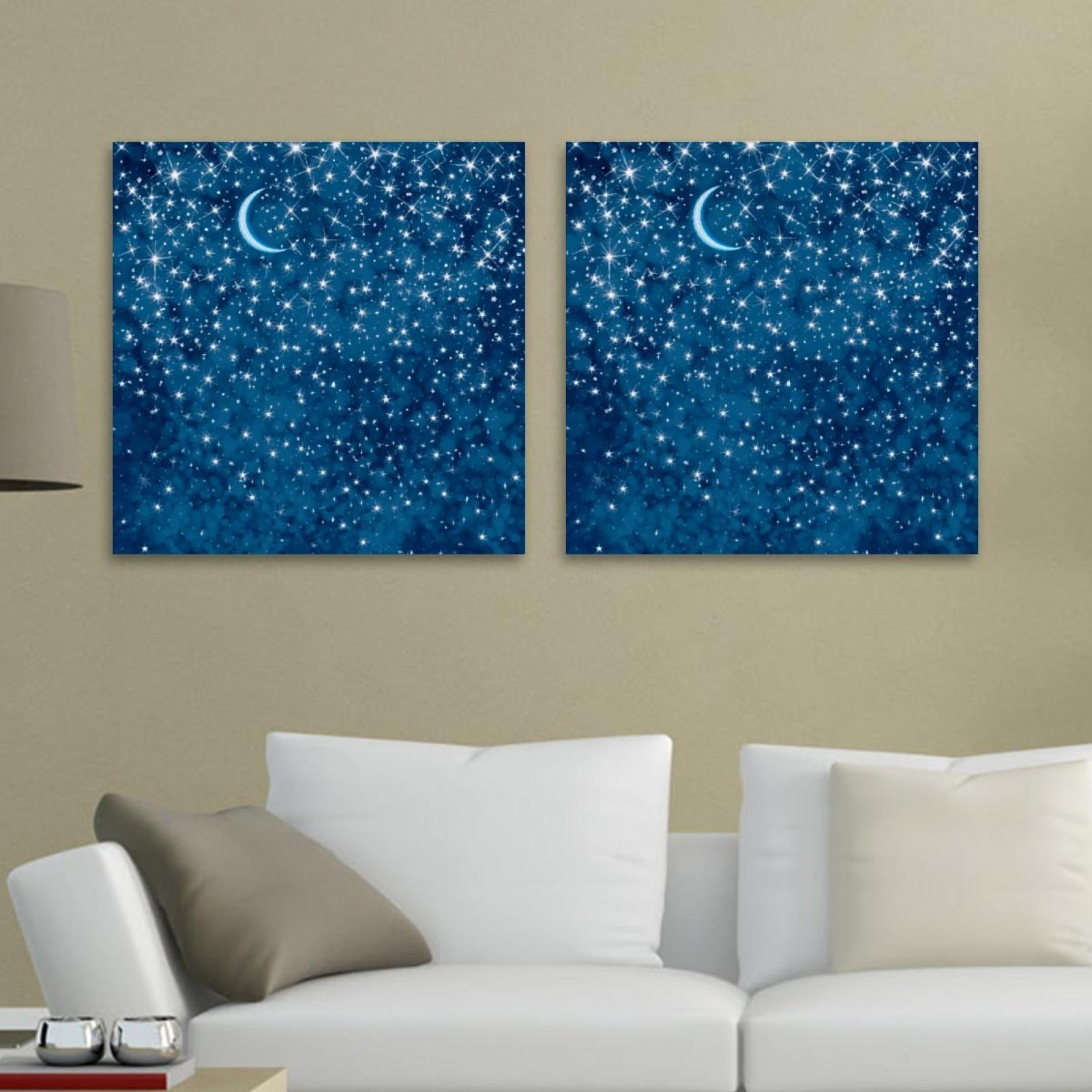 OWNSERIES Starry Sky Blue Pattern 2PC Canvas Wall Art Paintings for ...
