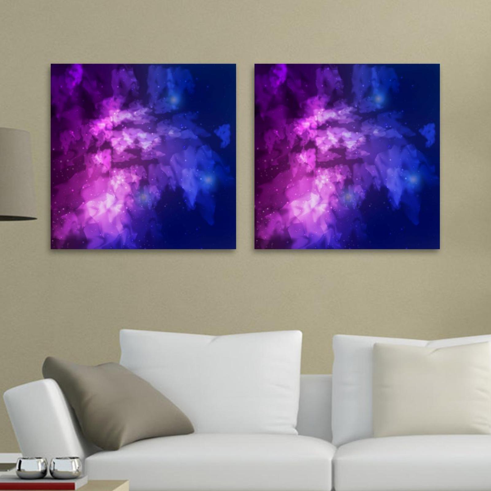 OWNSERIES Starry Sky Purple Galaxy Pattern 2PC Canvas Wall Art ...