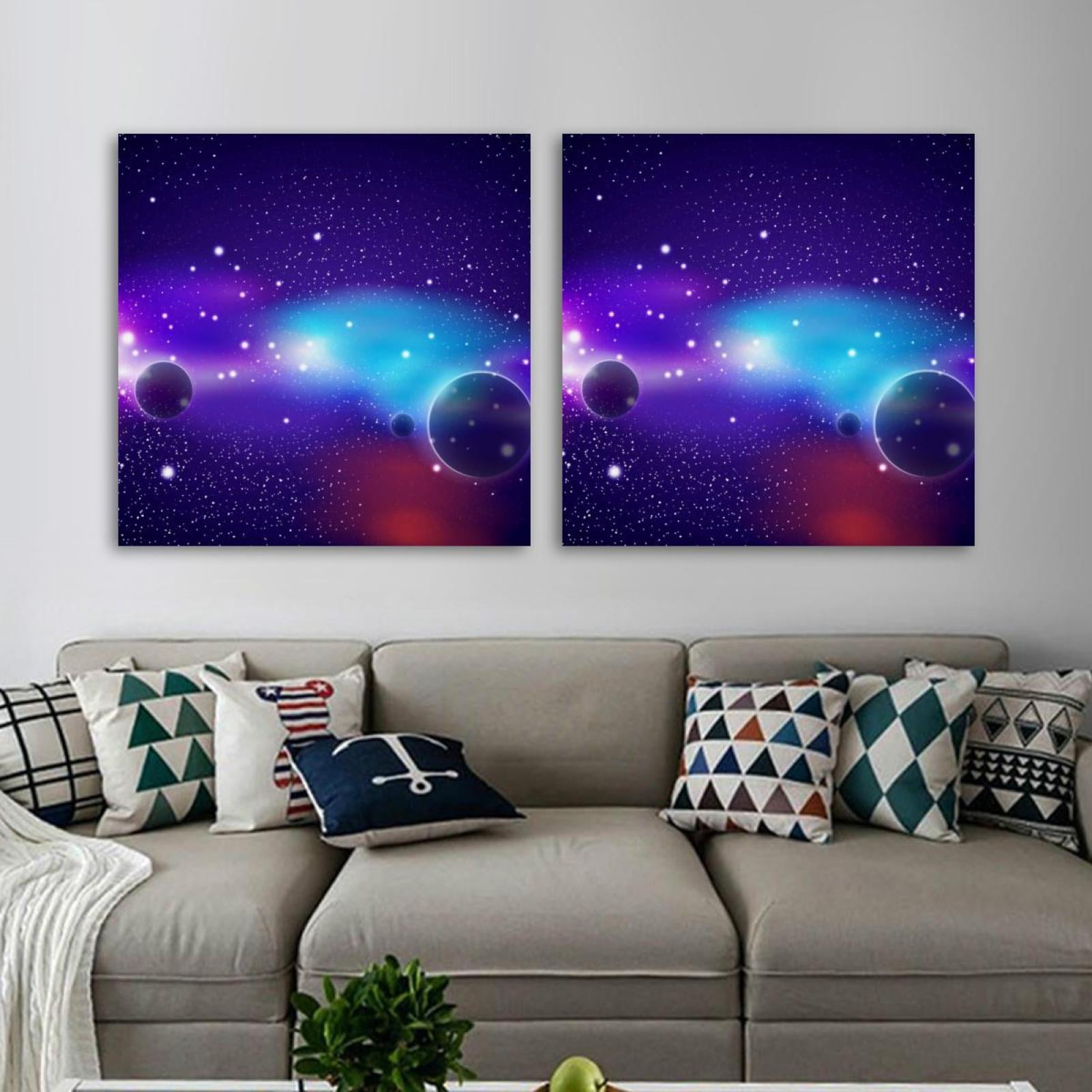 OWNSERIES Starry Sky Purple Pattern 2PC Canvas Wall Art Paintings for ...