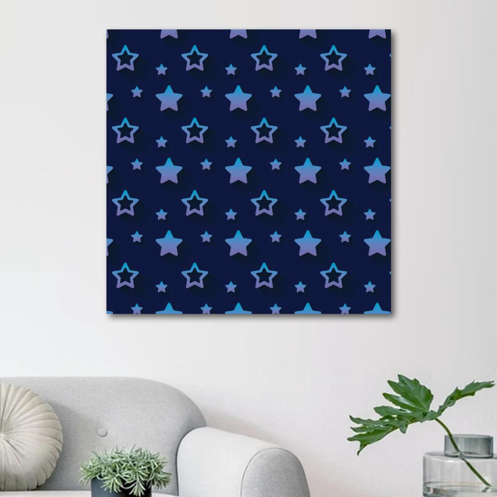 OWNSERIES Stars Pattern Navy Blue Background Pattern Canvas Wall Art ...