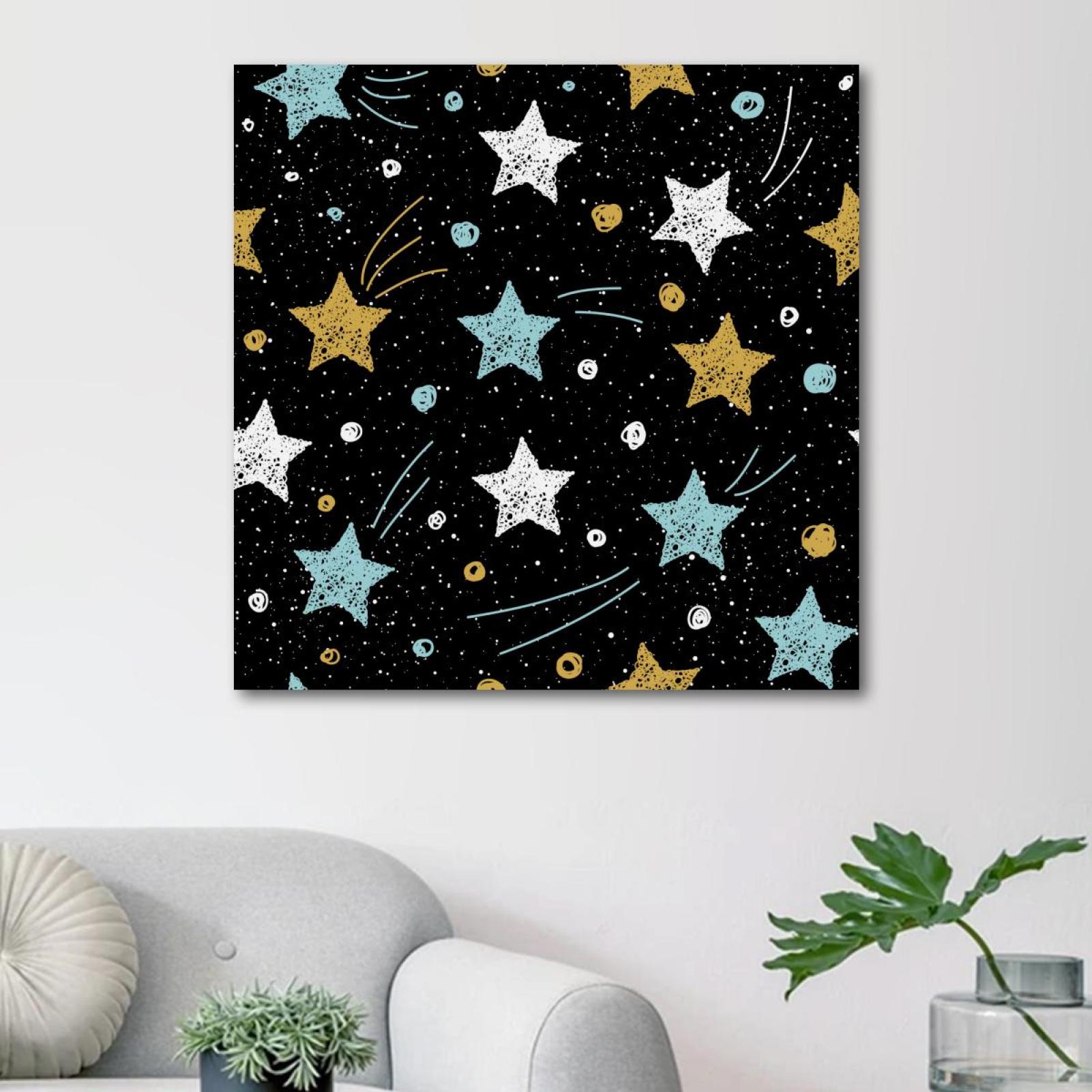 OWNSERIES Stars and Heaven Pattern Canvas Wall Art Paintings for Living ...