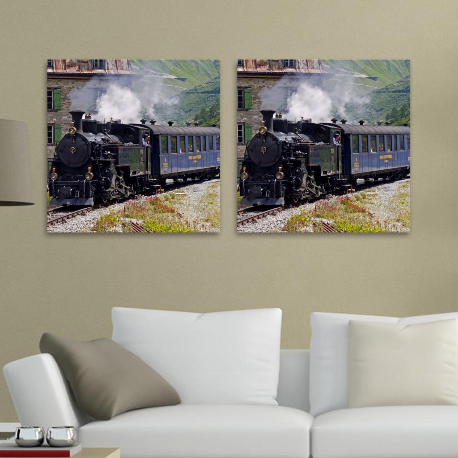OWNSERIES Steam Railway Old Train Pattern 2PC Canvas Wall Art Paintings ...