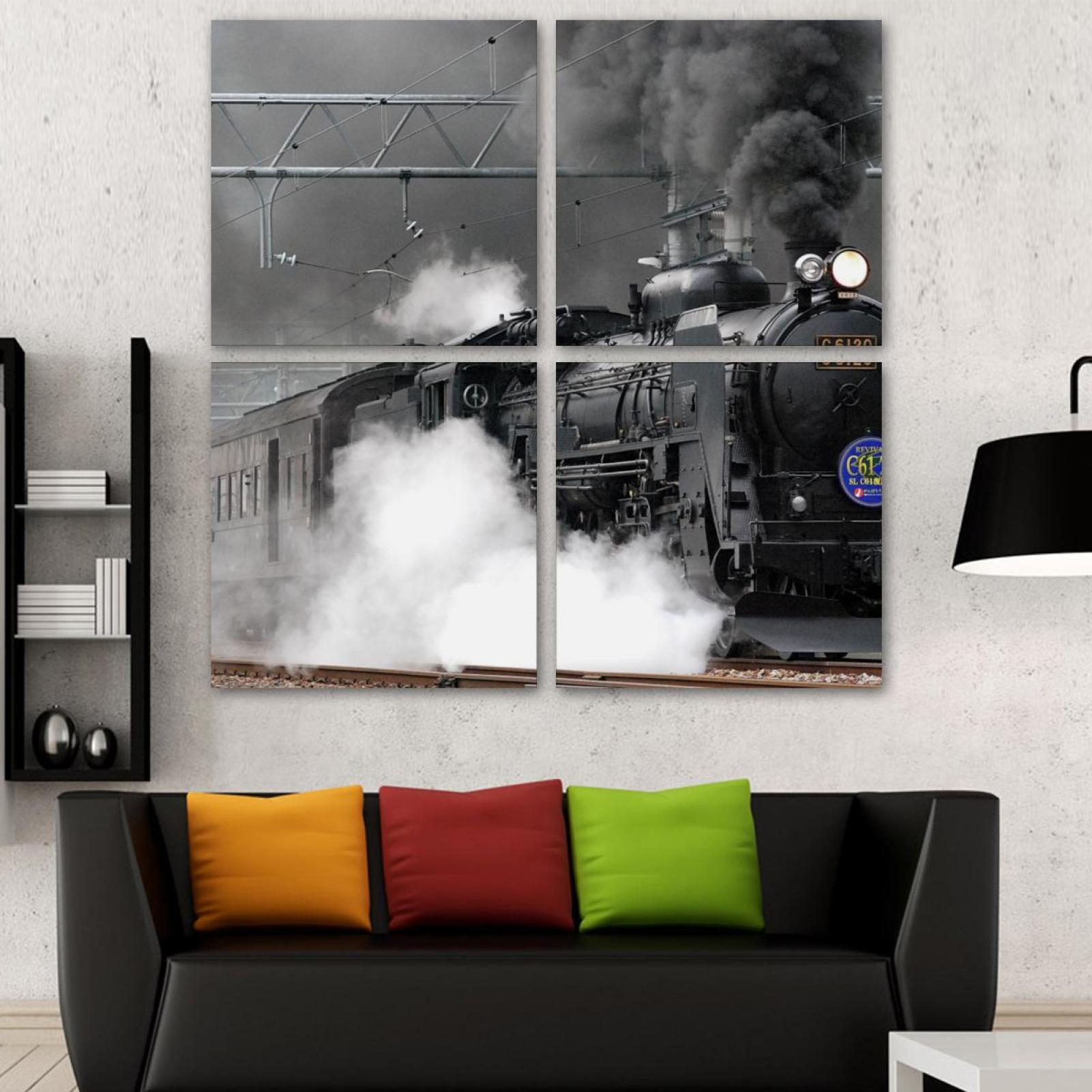 OWNSERIES Steam Train Locomotive Old Pattern 4PC Frameless Canvas Wall ...