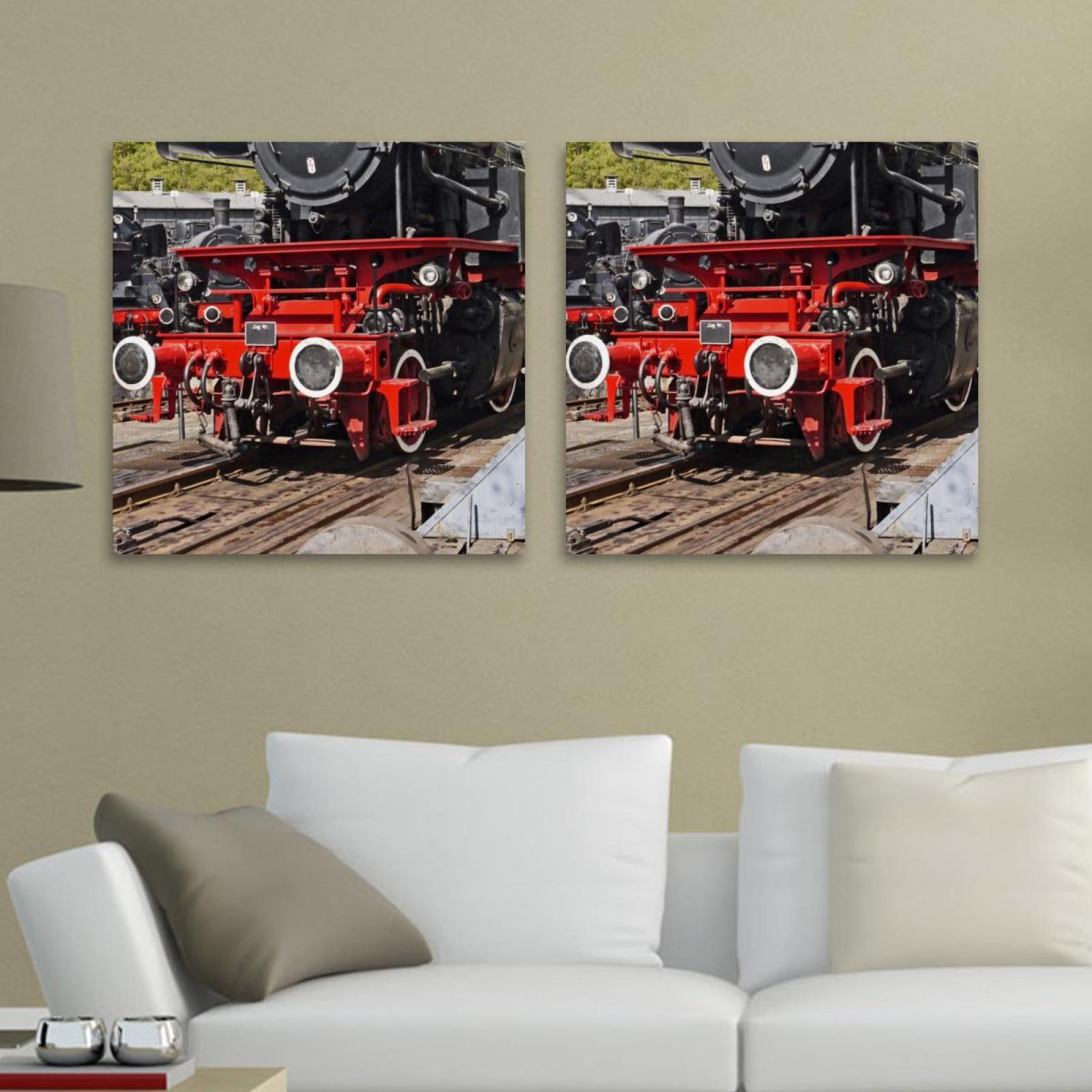 OWNSERIES Steam Train Locomotive Pattern 2PC Canvas Wall Art Paintings ...