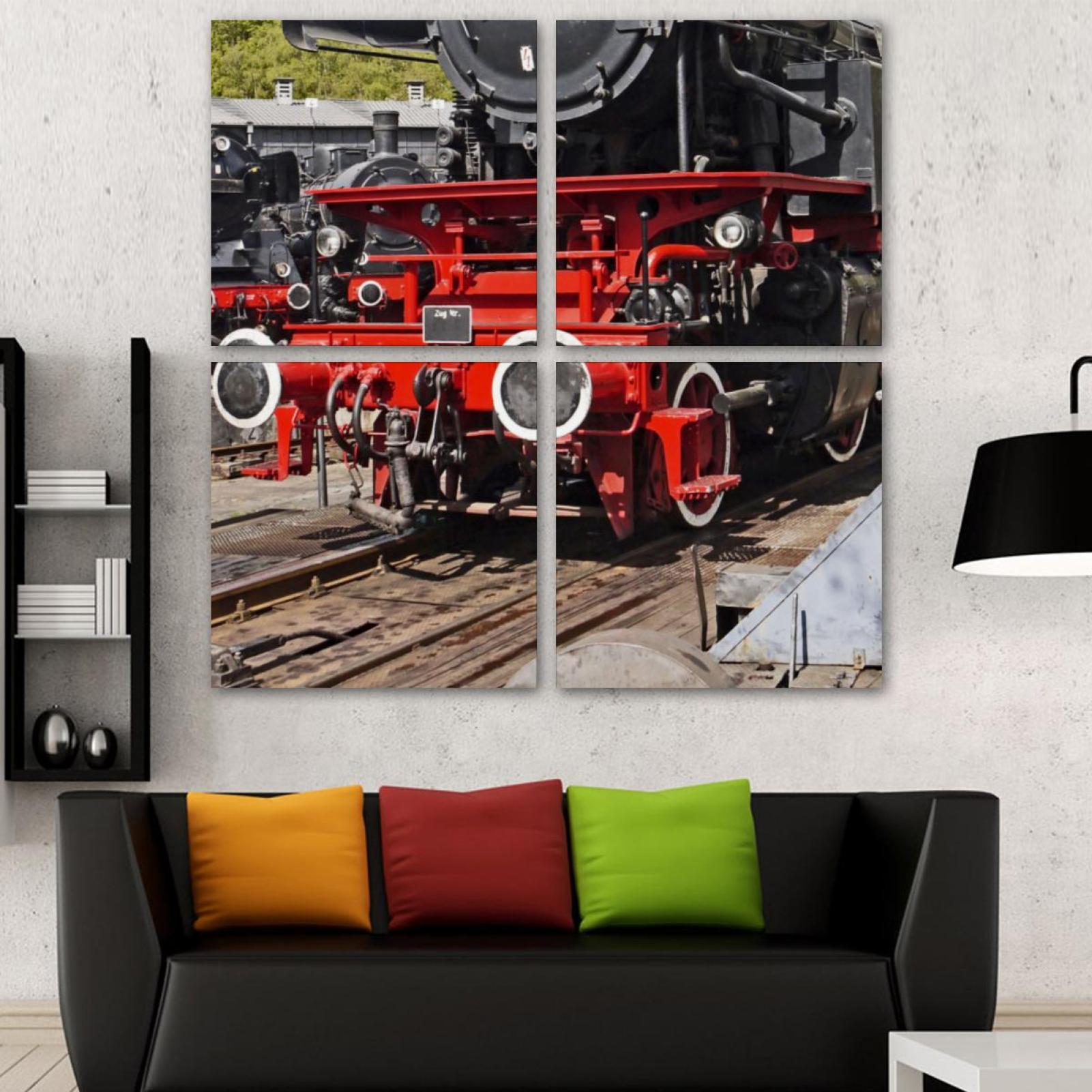 OWNSERIES Steam Train Locomotive Pattern 4PC Frameless Canvas Wall Art ...