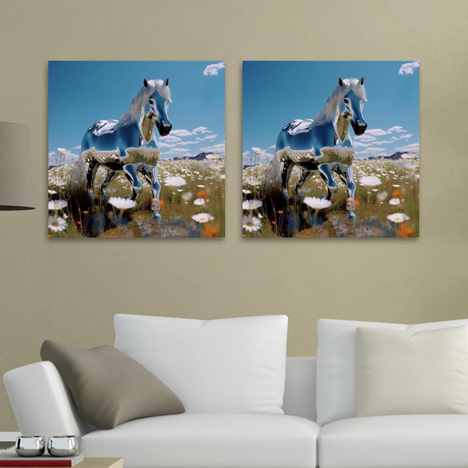 OWNSERIES Steel Horse Pattern 2PC Canvas Wall Art Paintings for Living ...