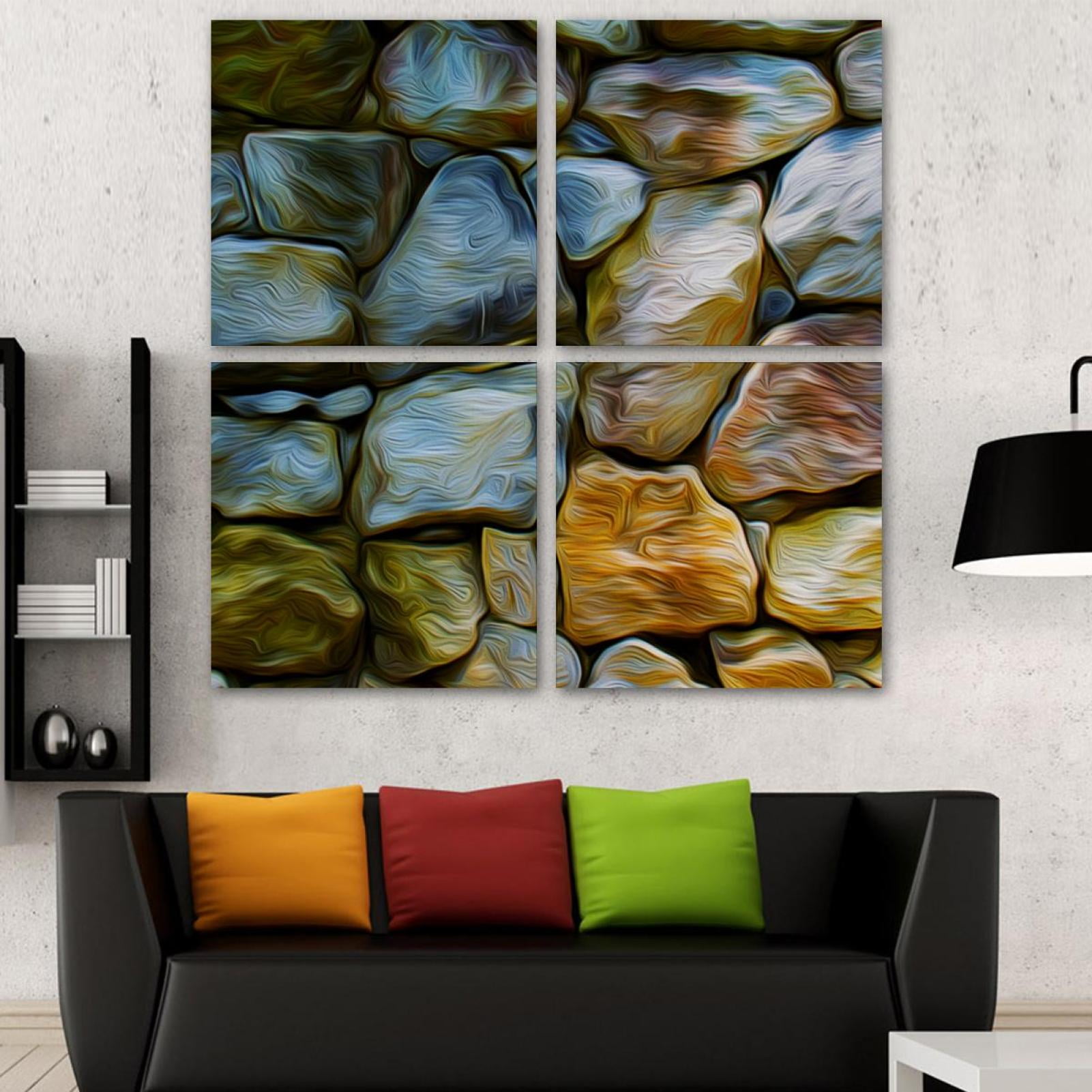 OWNSERIES Stone Wall Pattern 4PC Frameless Canvas Wall Art Paintings ...