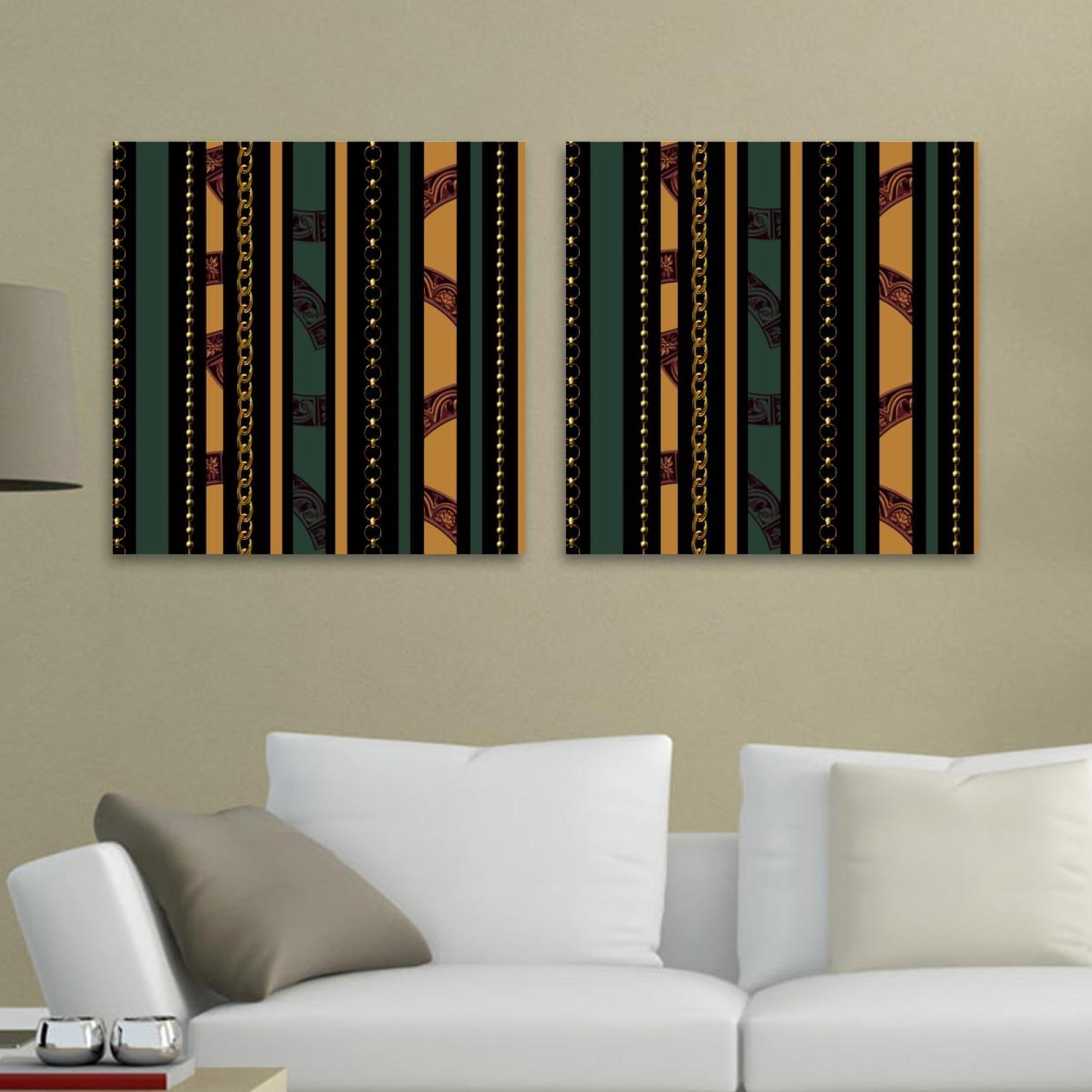 OWNSERIES Stripe Chains Pattern 2PC Canvas Wall Art Paintings for ...