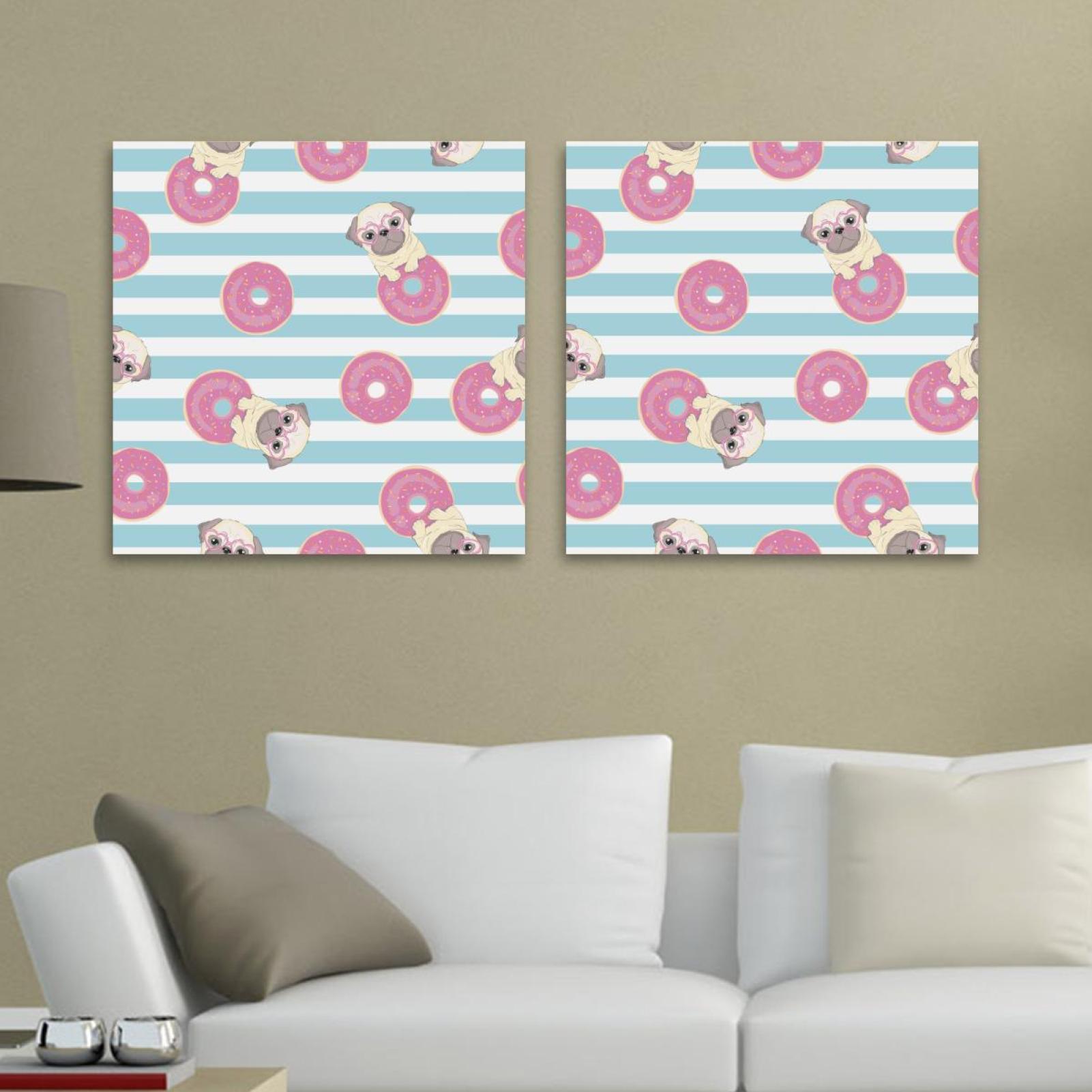 OWNSERIES Stripe Dog Pattern 2PC Canvas Wall Art Paintings for Living ...