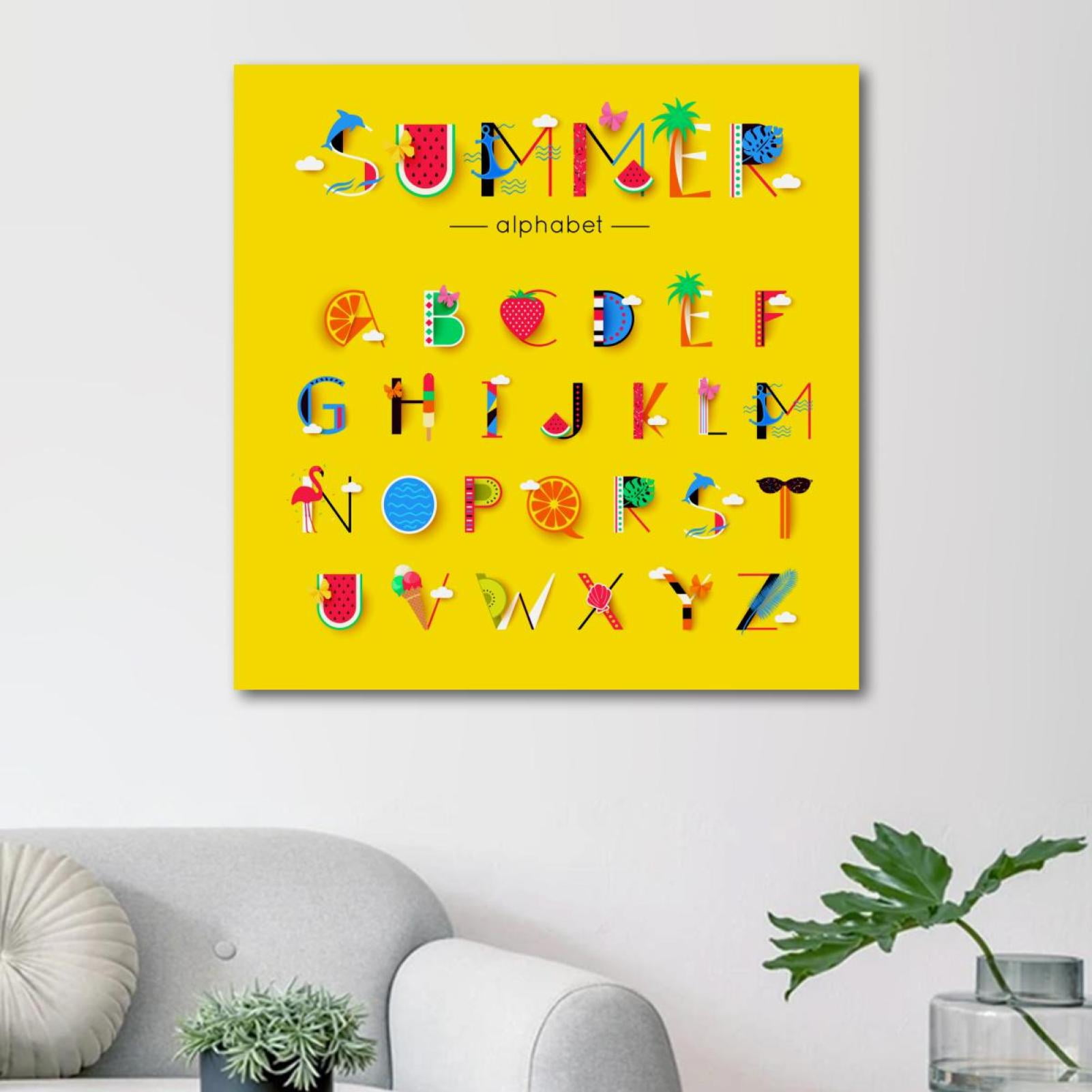 OWNSERIES Summer Alphabet Pattern Canvas Wall Art Paintings for Living ...