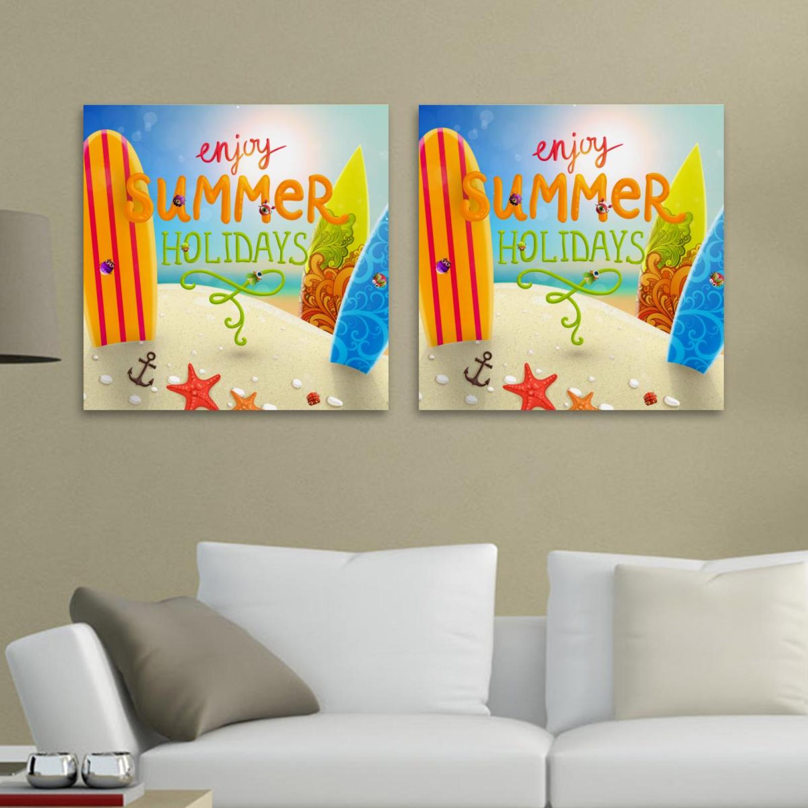 OWNSERIES Summer Beach Surf Pattern 2PC Canvas Wall Art Paintings for ...