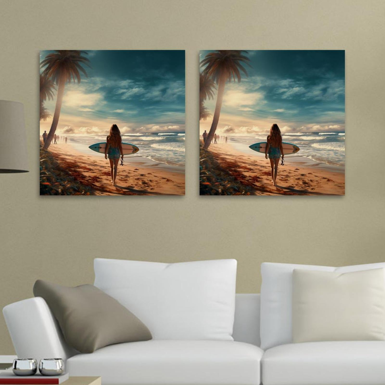 OWNSERIES Summer Surfing Pattern 2PC Canvas Wall Art Paintings for ...