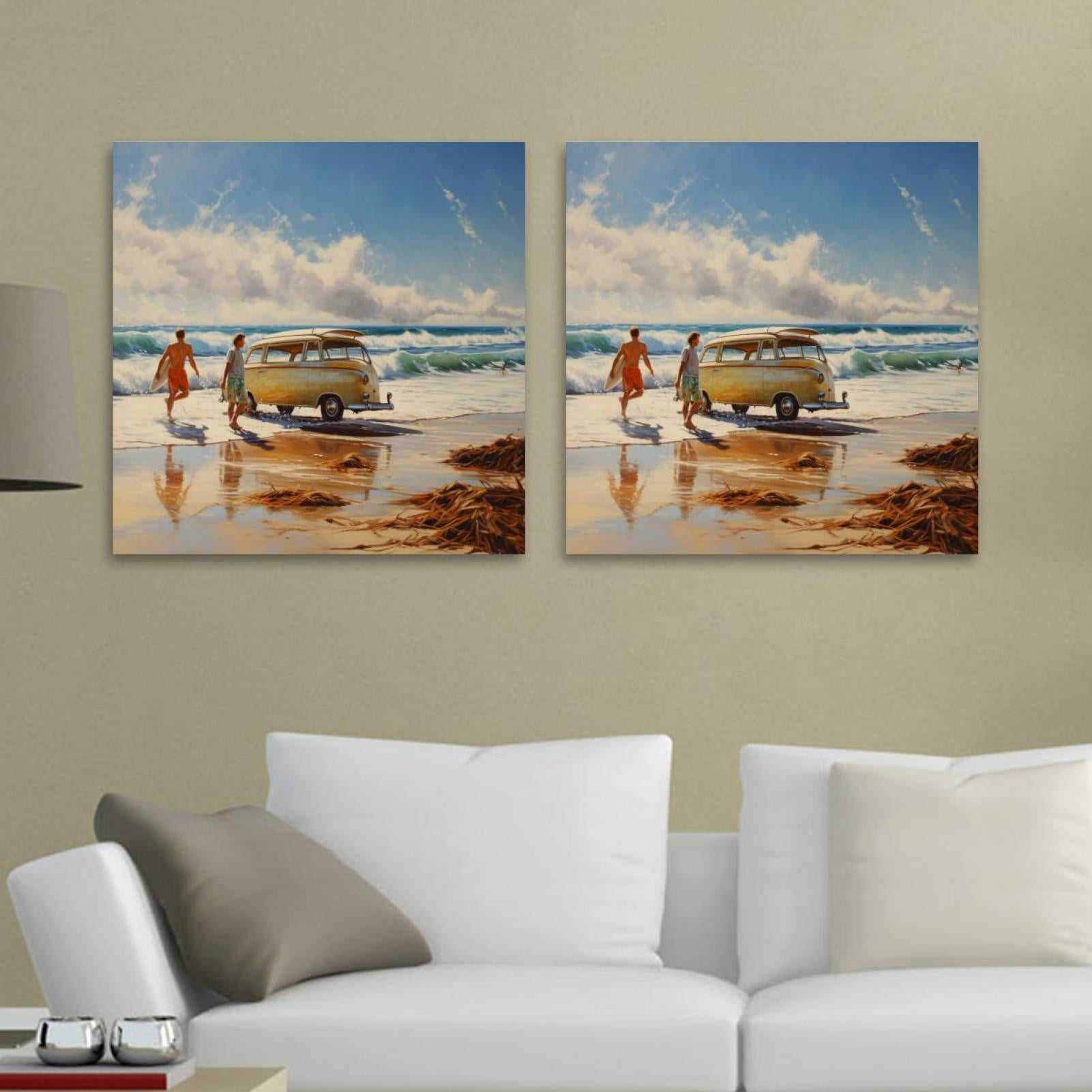 OWNSERIES Summer Surfing Pattern 2PC Canvas Wall Art Paintings for ...