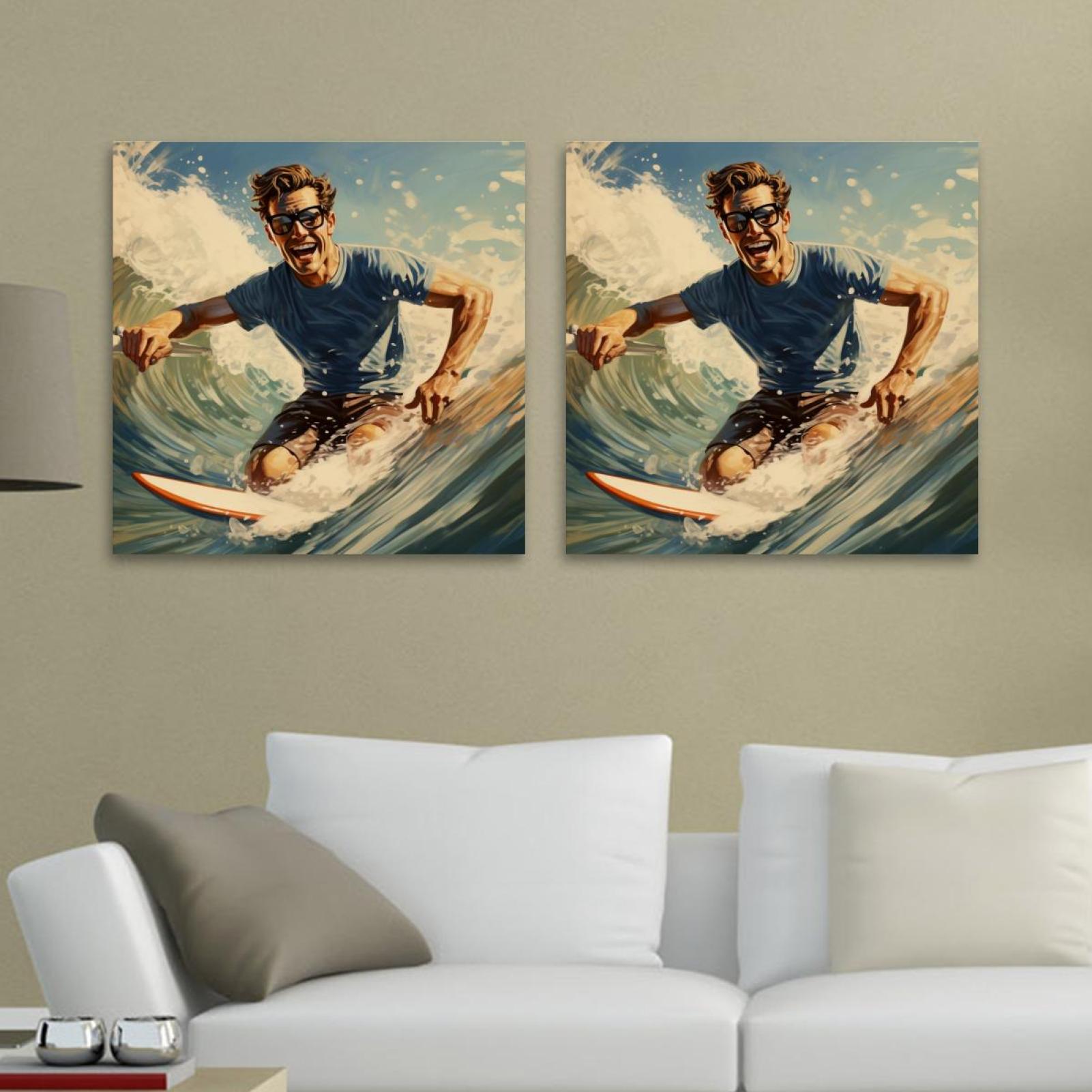 OWNSERIES Summer Surfing Pattern 2PC Canvas Wall Art Paintings for ...