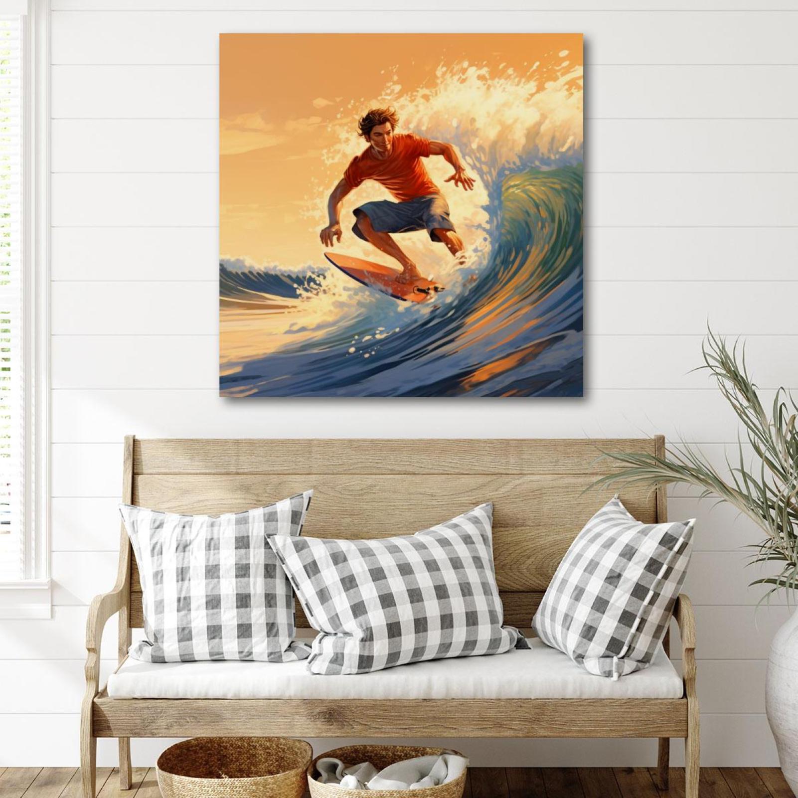 OWNSERIES Summer Surfing Pattern Canvas Wall Art Paintings for Living ...