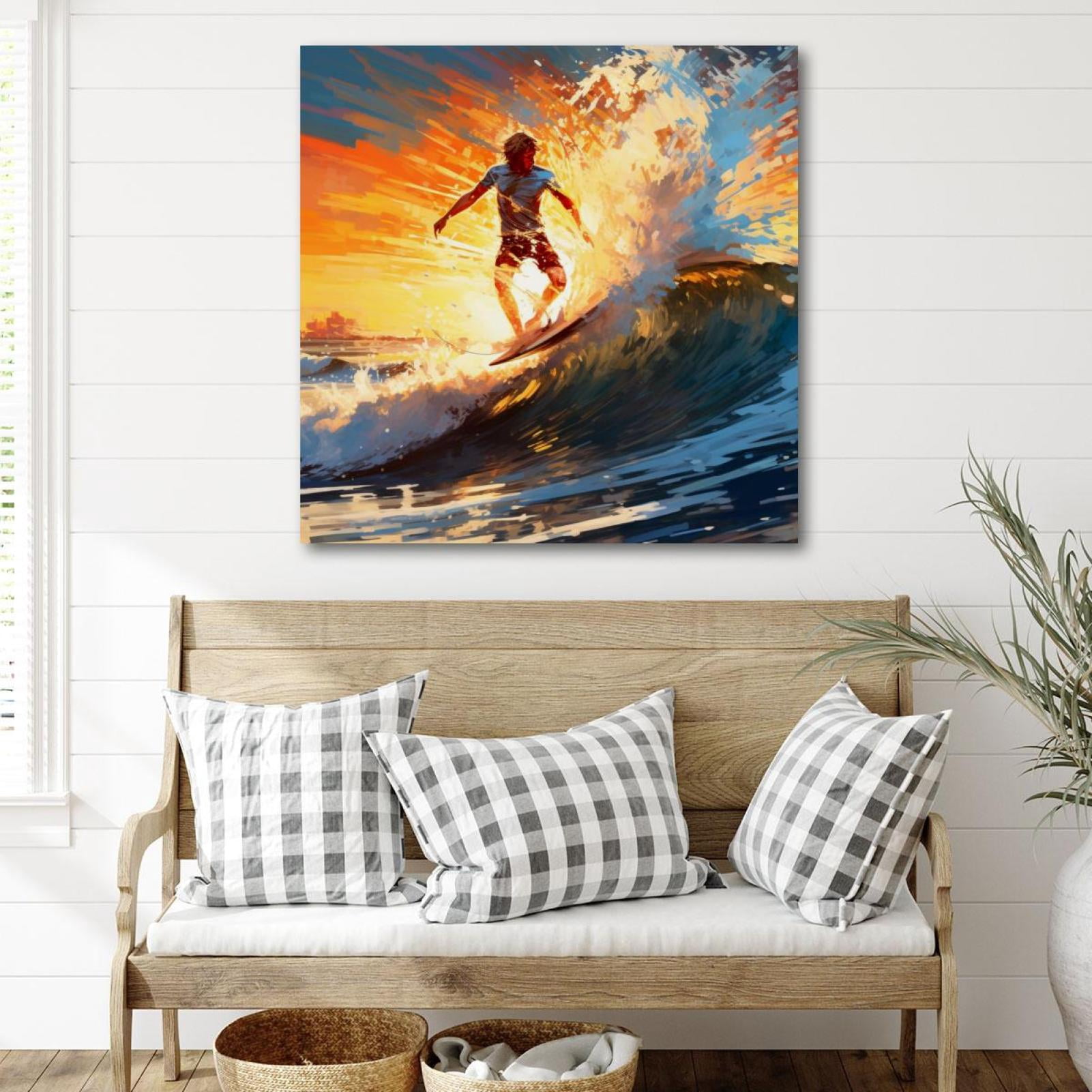 OWNSERIES Summer Surfing Pattern Canvas Wall Art Paintings for Living ...