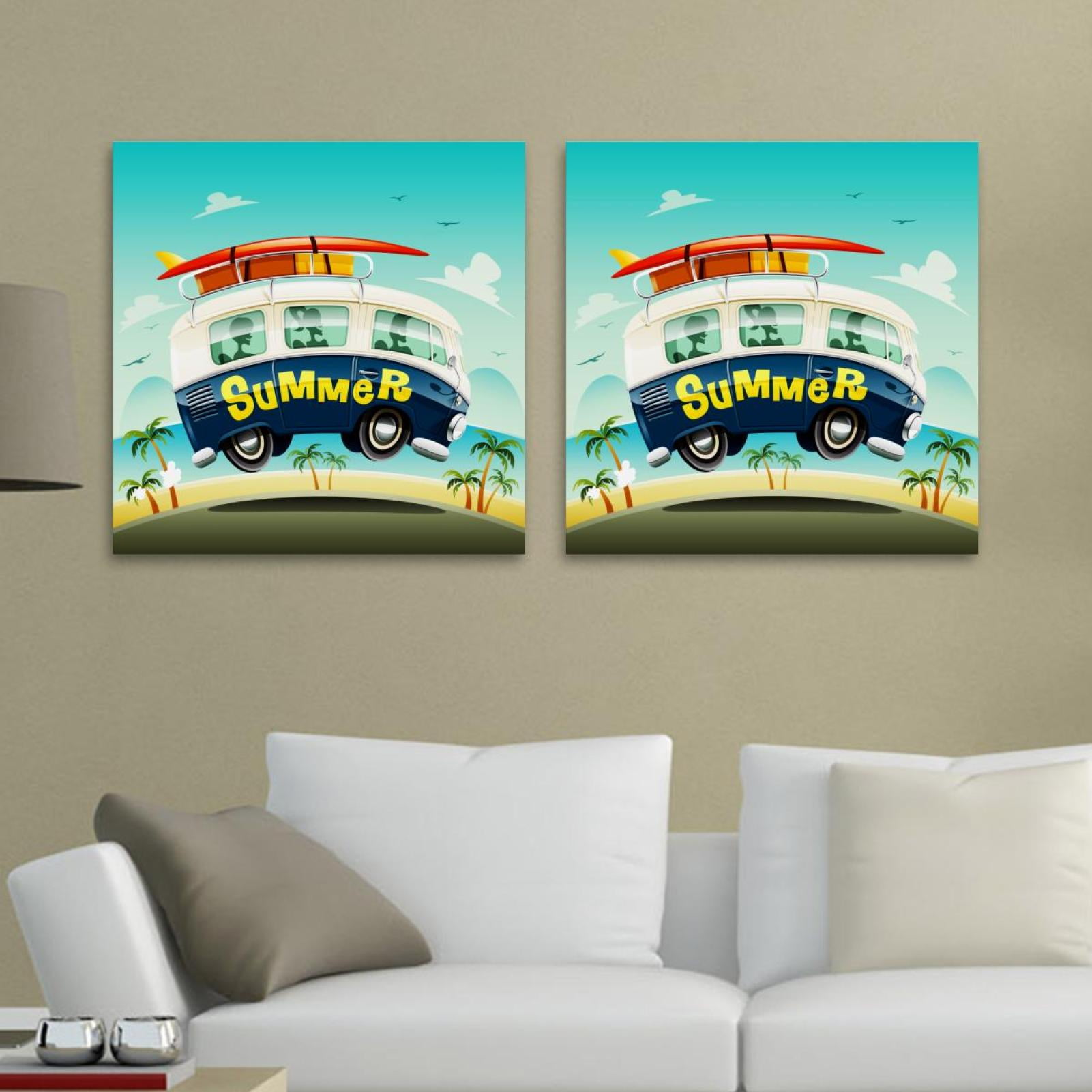 OWNSERIES Summer Travel Pattern 2PC Canvas Wall Art Paintings for ...