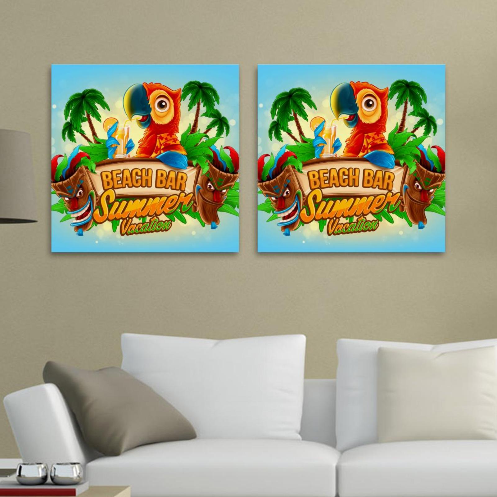 OWNSERIES Summer Vacation Beach Bar Pattern 2PC Canvas Wall Art ...