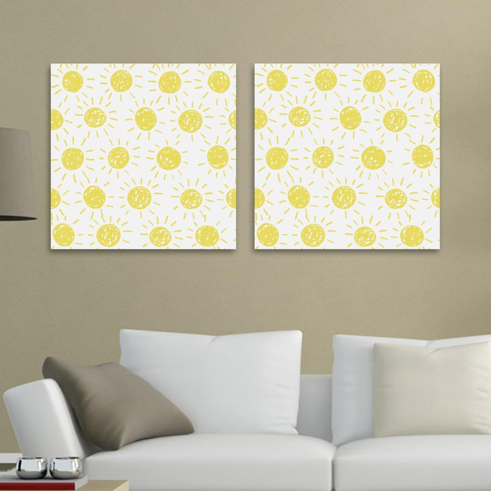 OWNSERIES Sun Yellow Pattern 2PC Canvas Wall Art Paintings for Living ...