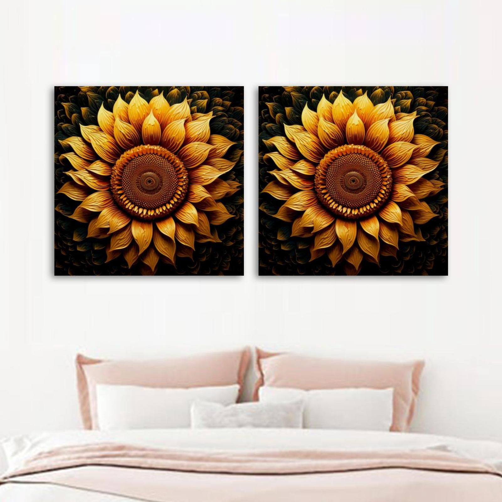 OWNSERIES Sunflowers Pattern 2PC Canvas Wall Art Paintings for Living ...