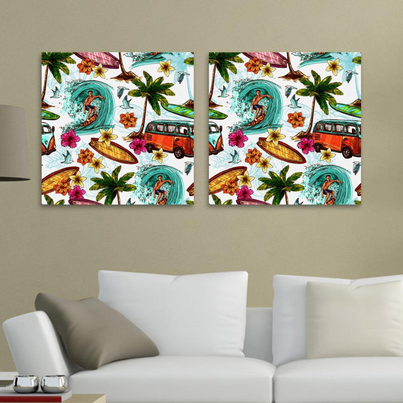 OWNSERIES Surf Pattern 2PC Canvas Wall Art Paintings for Living Room ...