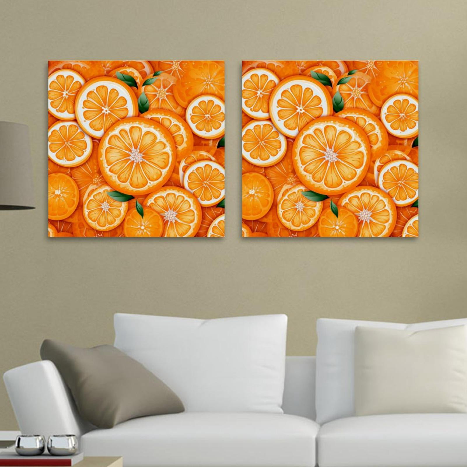 OWNSERIES Tangerine Pattern 2PC Canvas Wall Art Paintings for Living ...