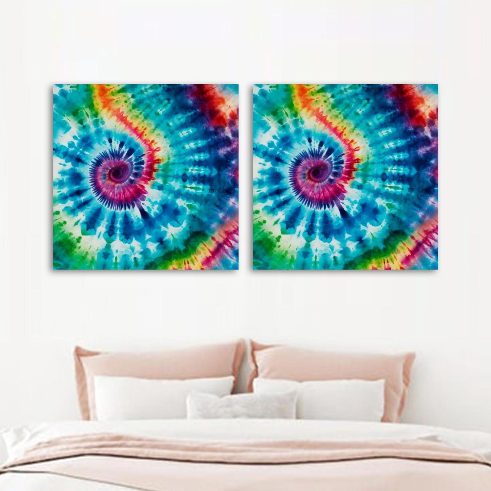 OWNSERIES Tie Dye Pattern 2PC Canvas Wall Art Paintings for Living Room ...
