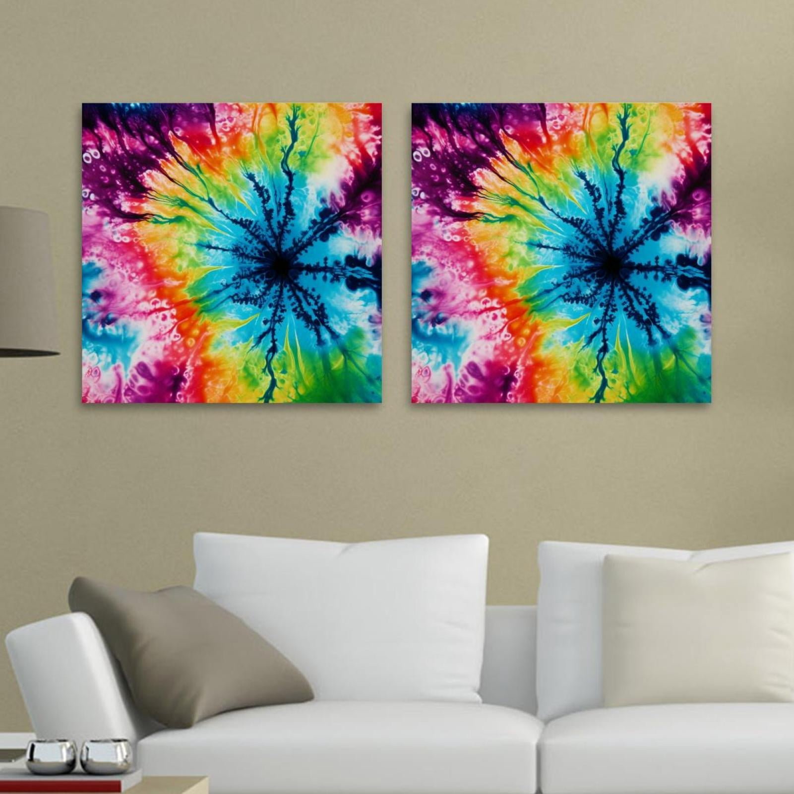 OWNSERIES Tie Dye Pattern 2PC Canvas Wall Art Paintings for Living Room ...