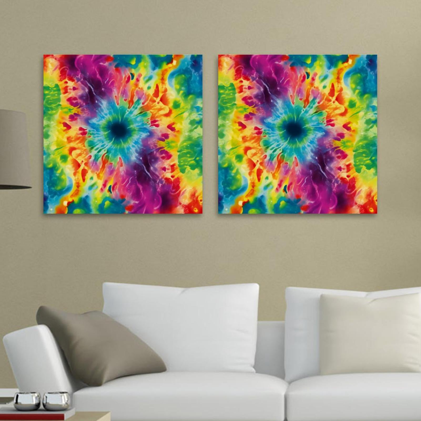 OWNSERIES Tie Dye Pattern 2PC Canvas Wall Art Paintings for Living Room ...