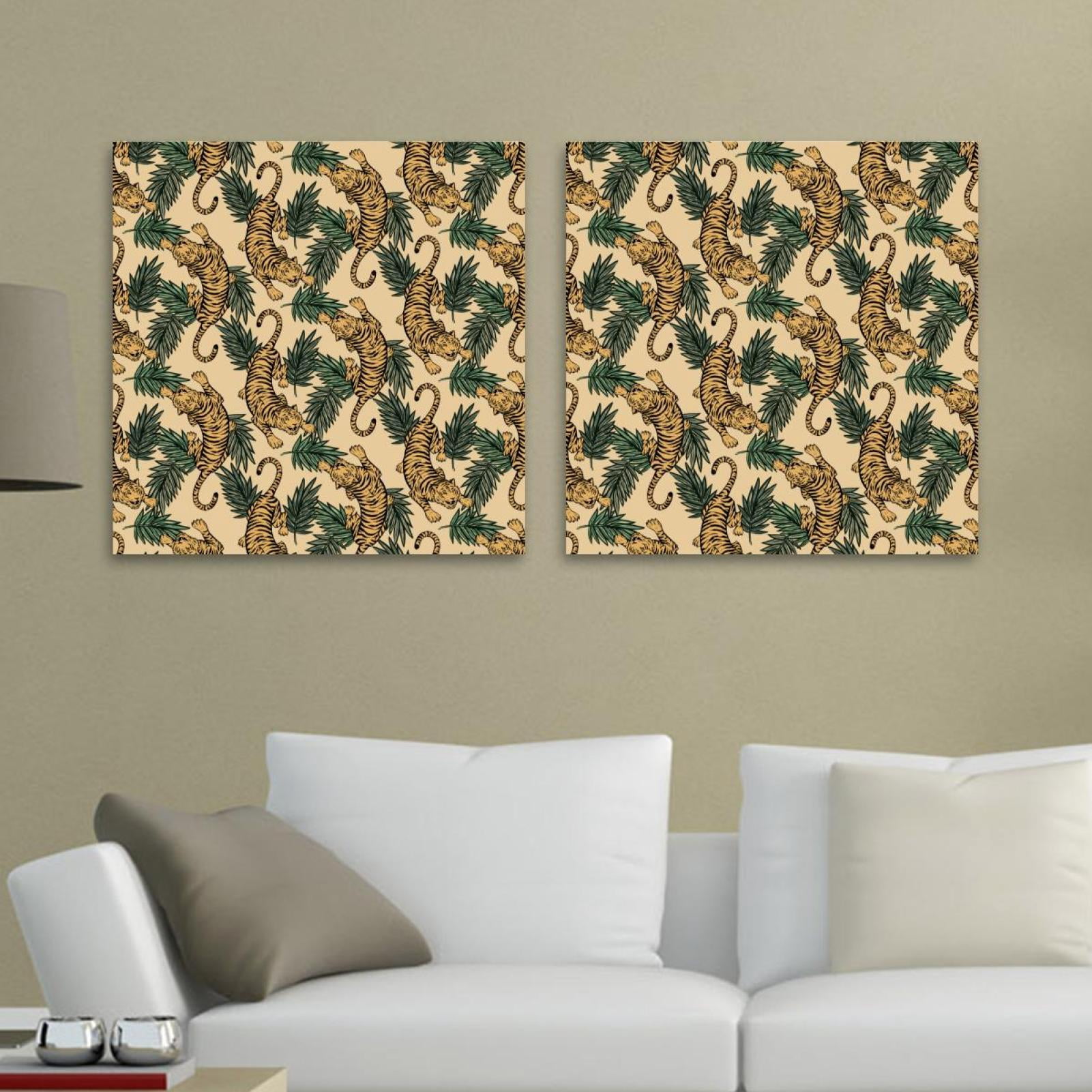 OWNSERIES Tigers Print Pattern 2PC Canvas Wall Art Paintings for Living ...