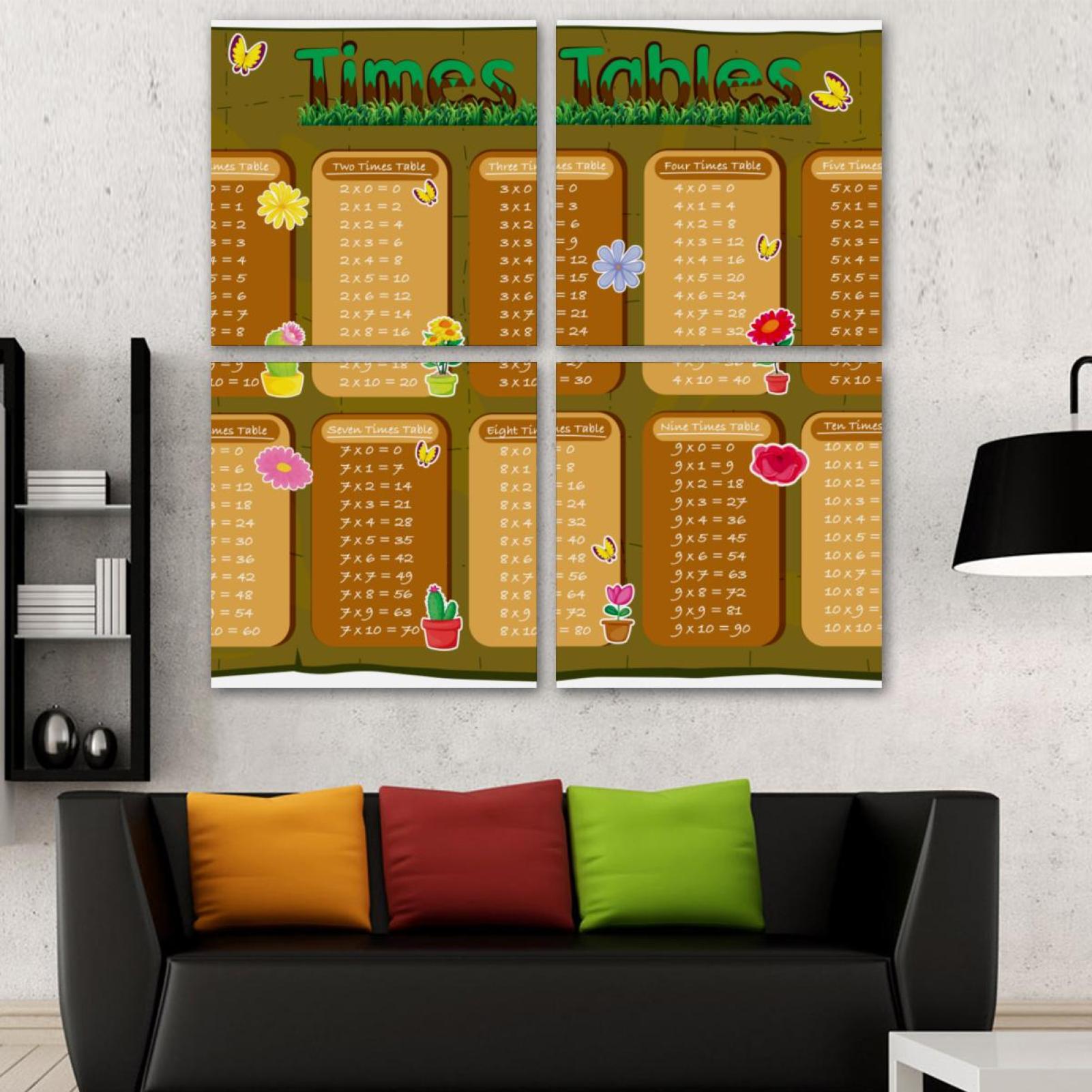 OWNSERIES Time Tables Pattern 4PC Frameless Canvas Wall Art Paintings ...