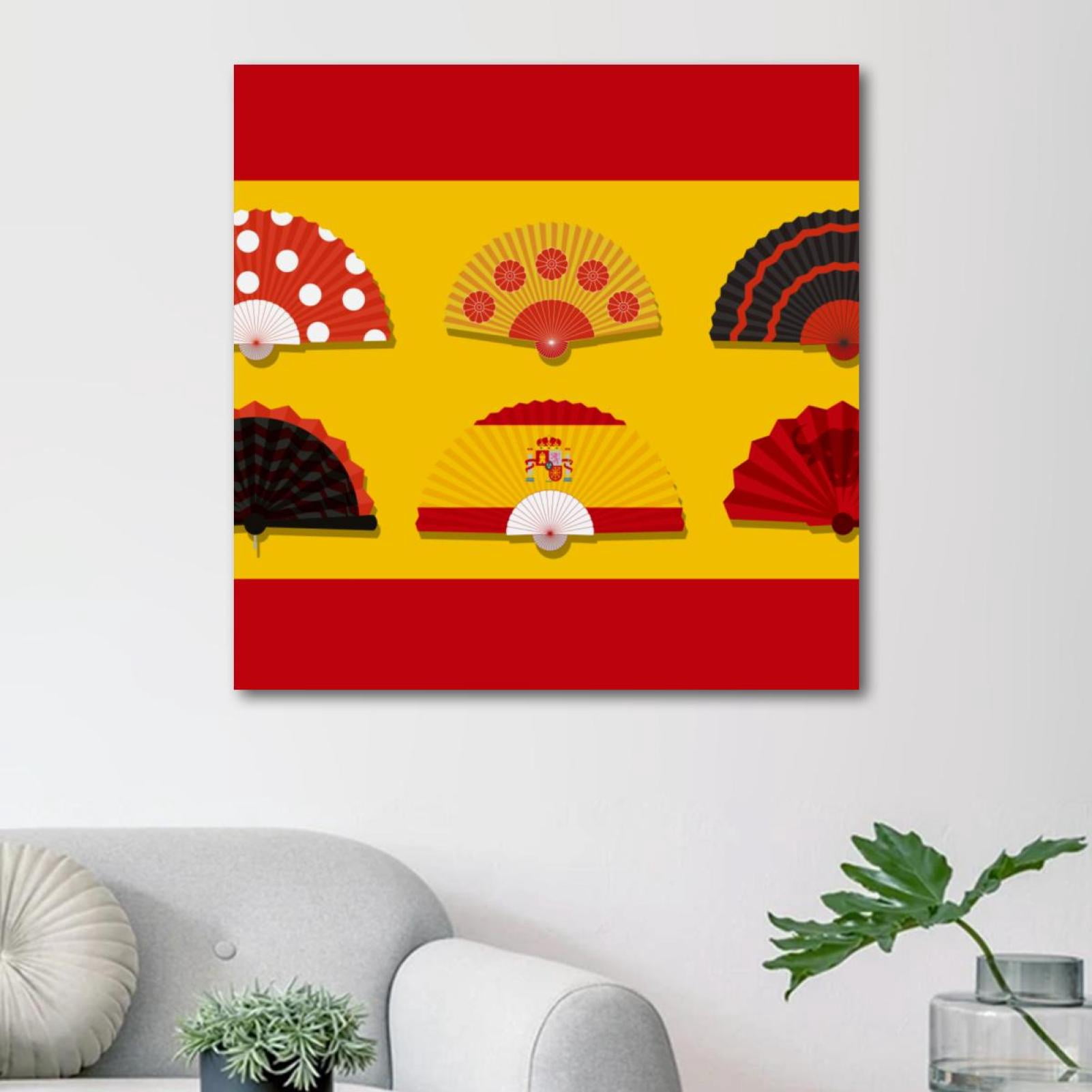 OWNSERIES Traditional Beautiful Spanish Fan Pattern Canvas Wall Art ...
