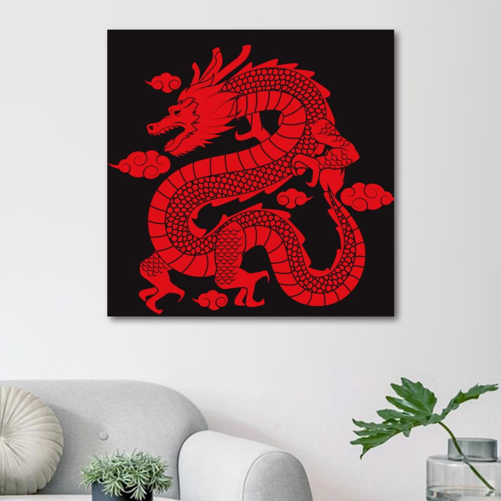 OWNSERIES Traditional Chinese Dragon Pattern Canvas Wall Art Paintings ...