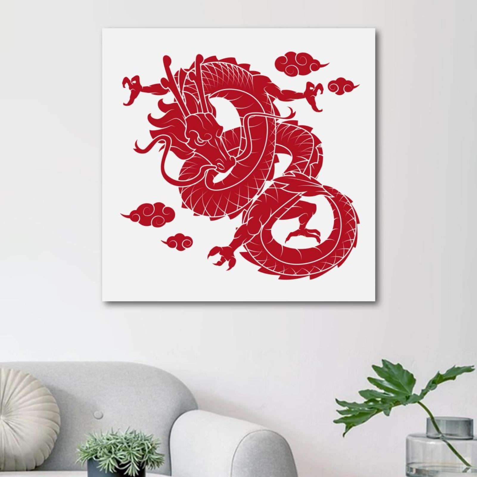 OWNSERIES Traditional Chinese Dragon Pattern Canvas Wall Art Paintings ...