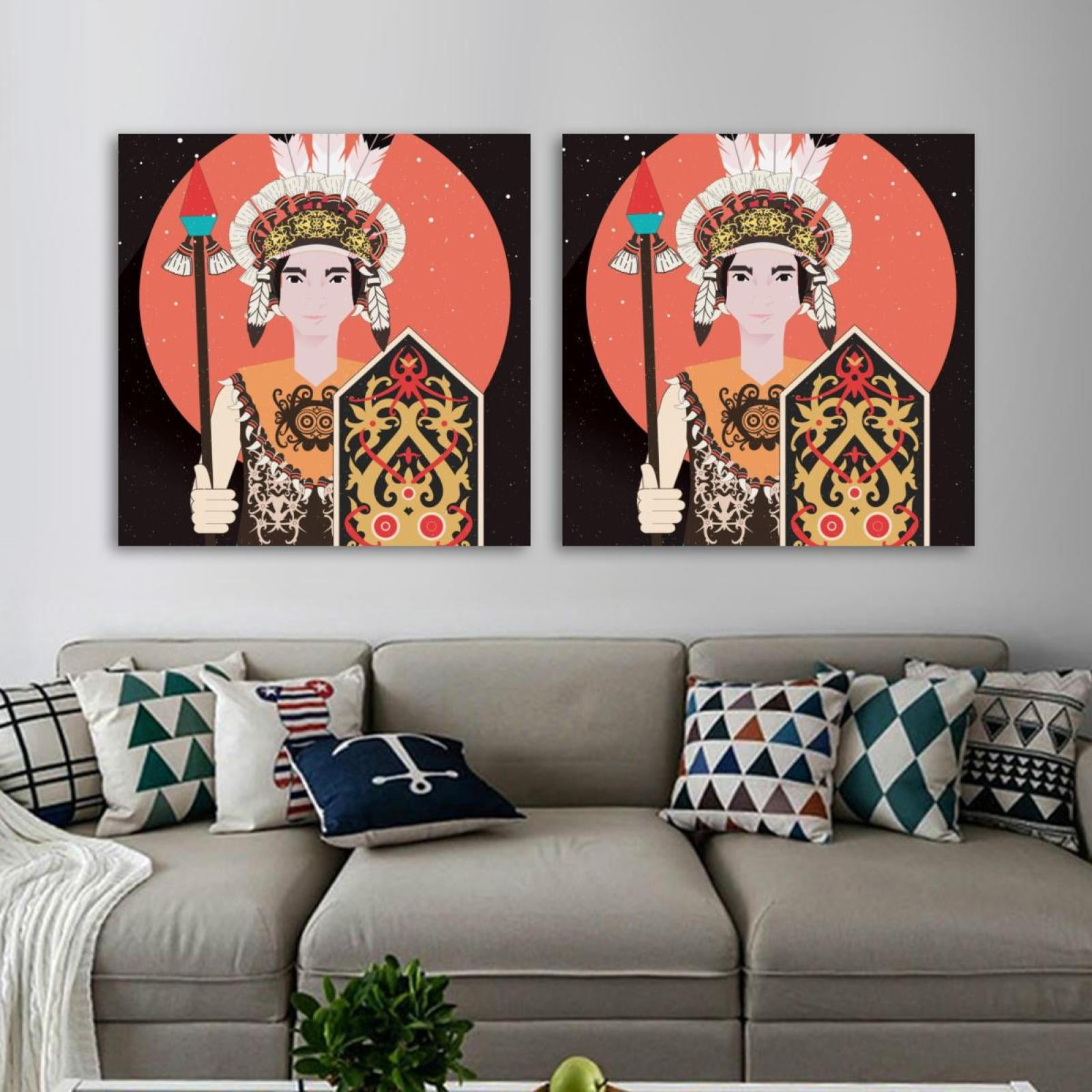 OWNSERIES Traditional Indigenous Woman People Pattern 2PC Canvas Wall ...