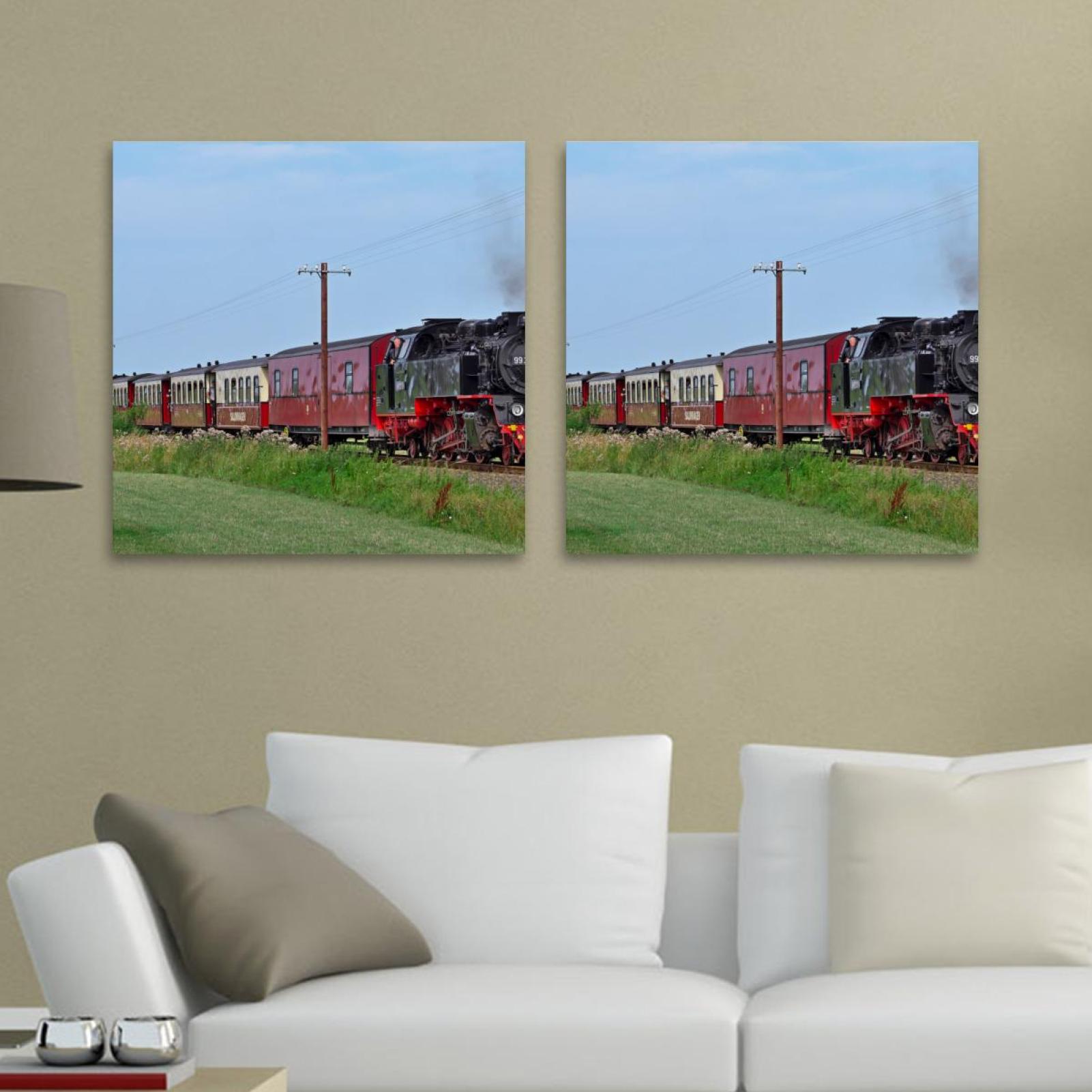 OWNSERIES Train Steam Locomotive Nature Pattern 2PC Canvas Wall Art ...