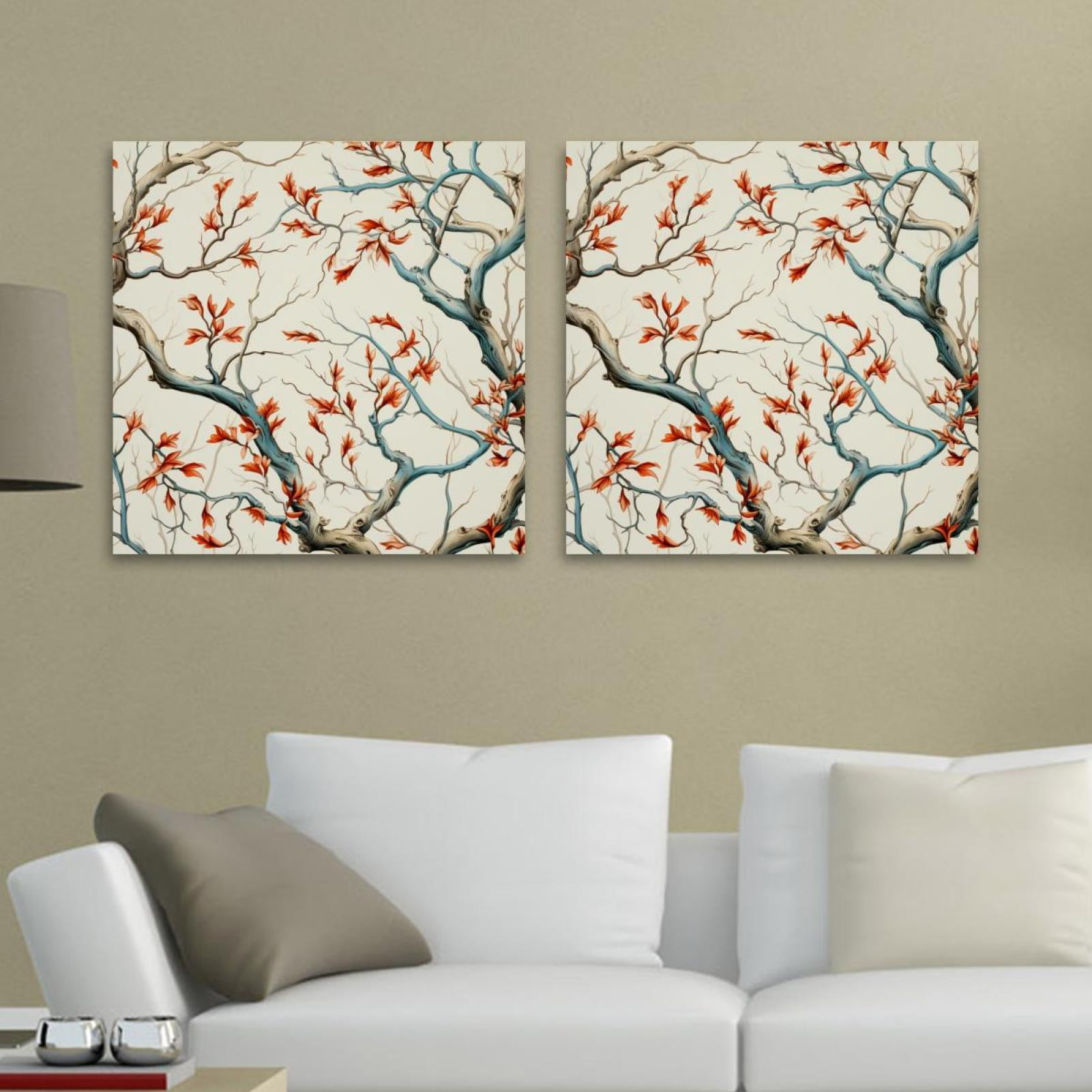 OWNSERIES Tree Pattern 2PC Canvas Wall Art Paintings for Living Room ...