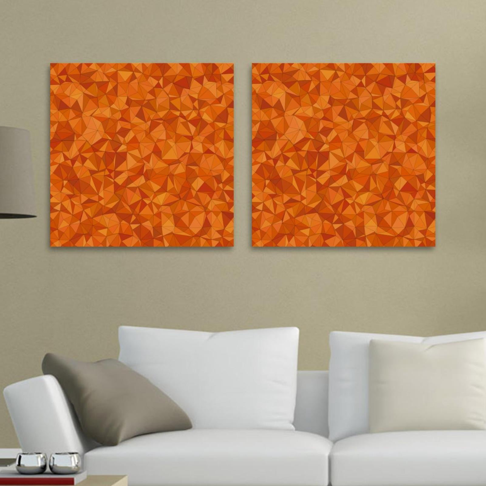 OWNSERIES Triangle Background Abstract Orange Pattern 2PC Canvas Wall ...