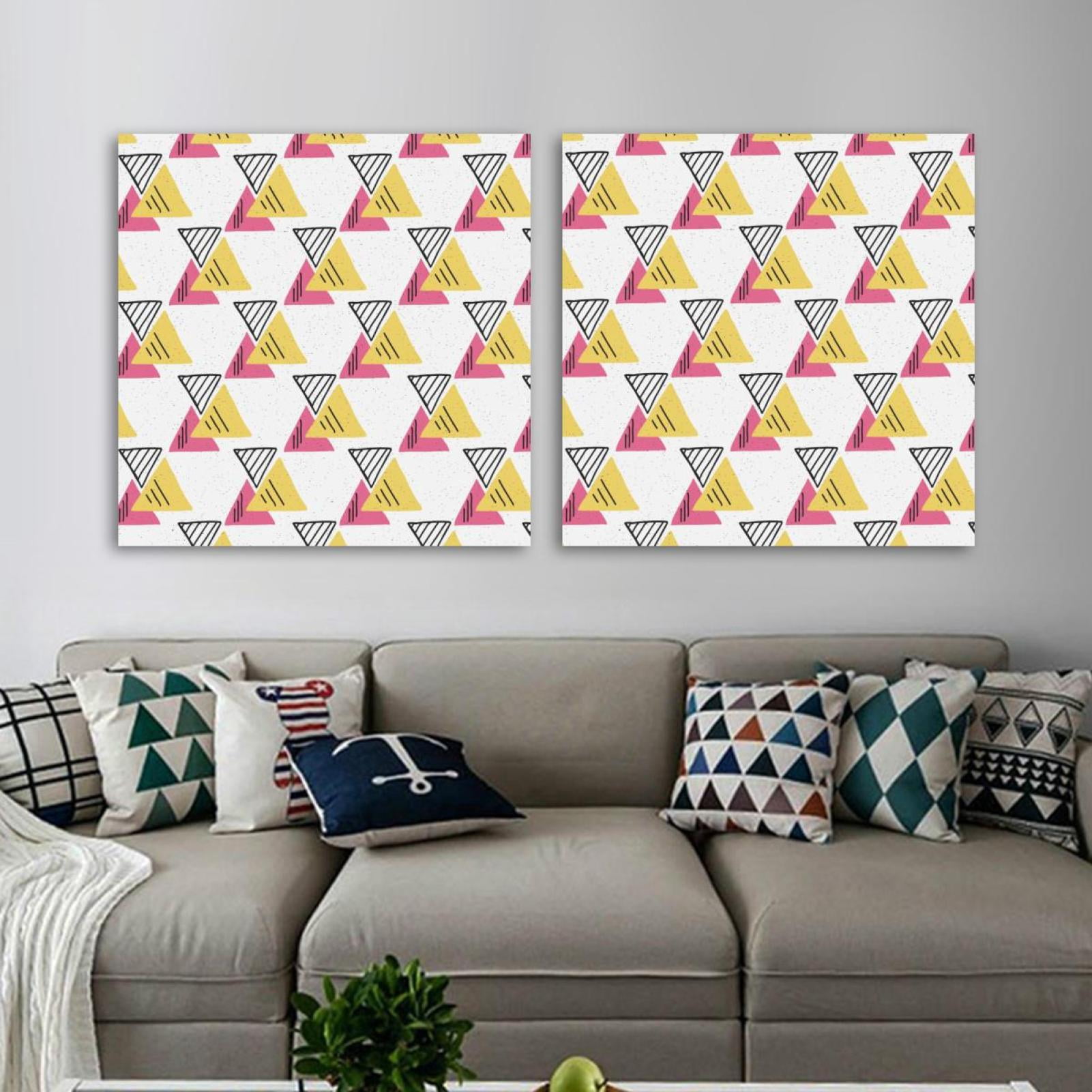 OWNSERIES Triangle Geometric Background Pattern 2PC Canvas Wall Art ...