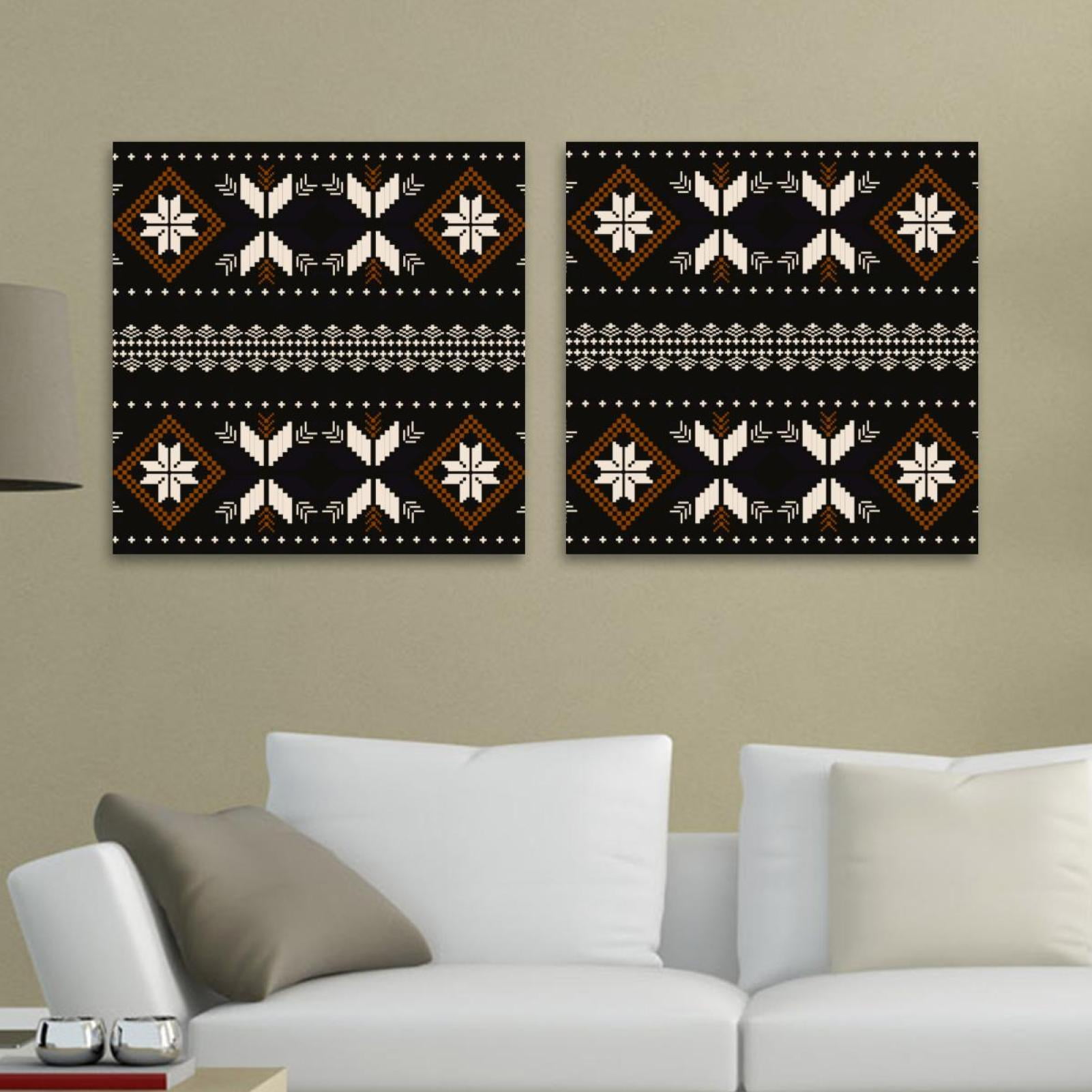 OWNSERIES Tribal Pattern Dark Color Geometric Pattern 2PC Canvas Wall ...
